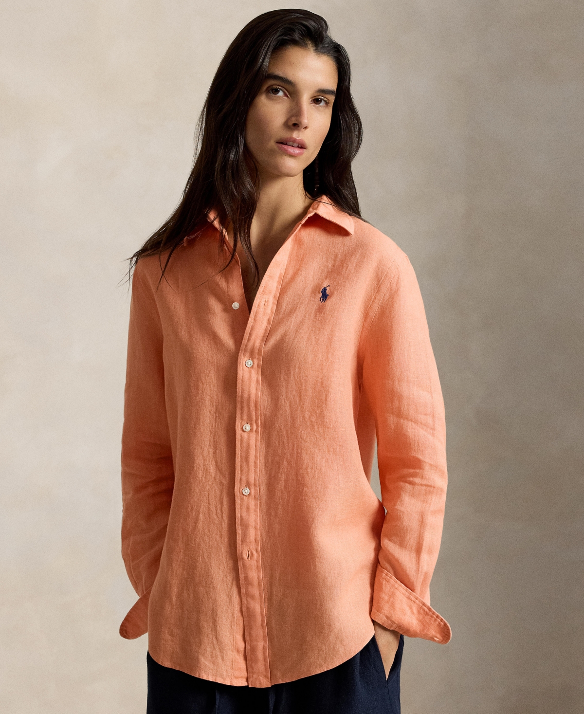 Click here for Polo Ralph Lauren Womens Classic-Fit 100 Linen Shi... prices