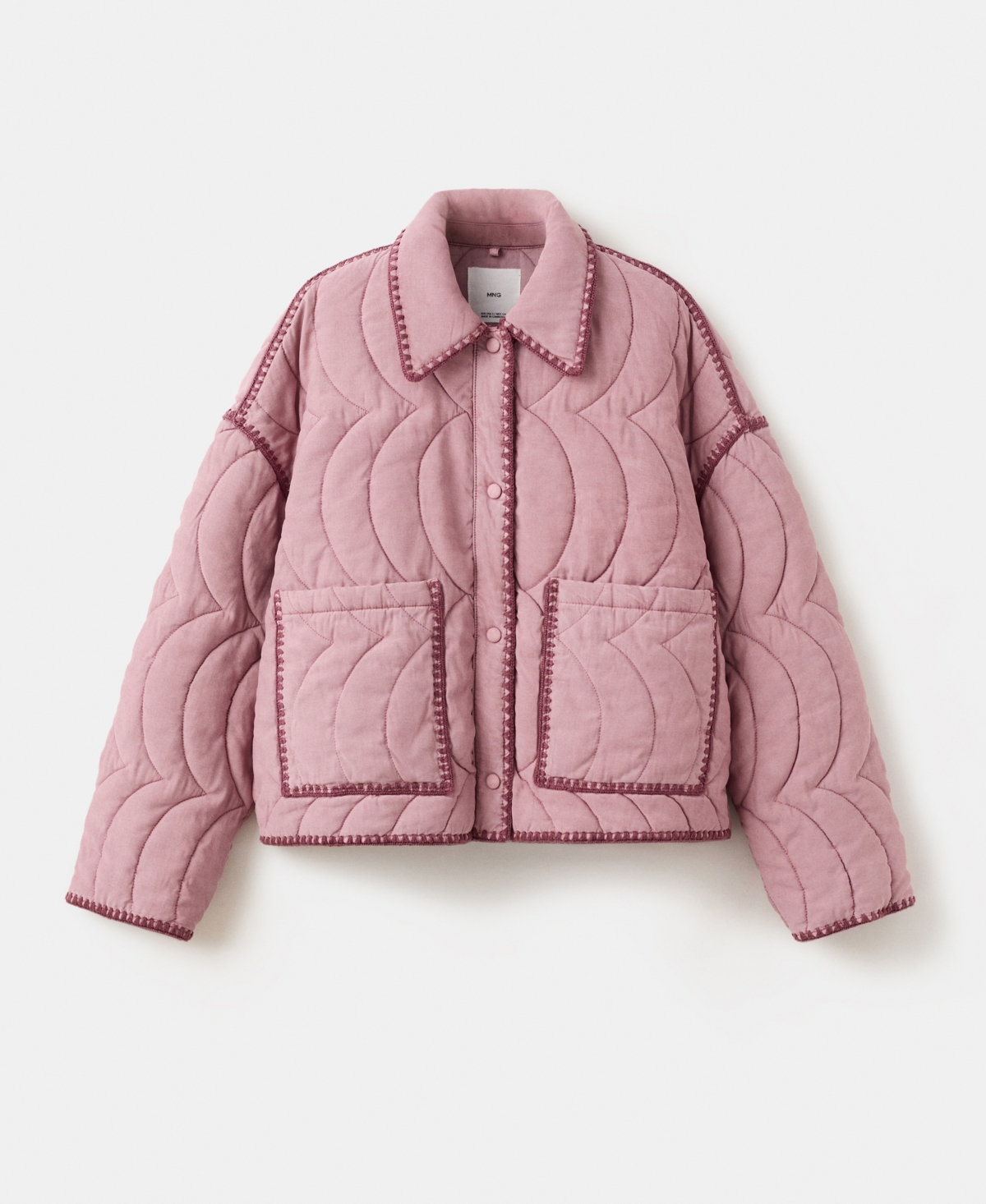 Click here for Mango Womens Contrasting Trim Quilted Jacket - Pin... prices