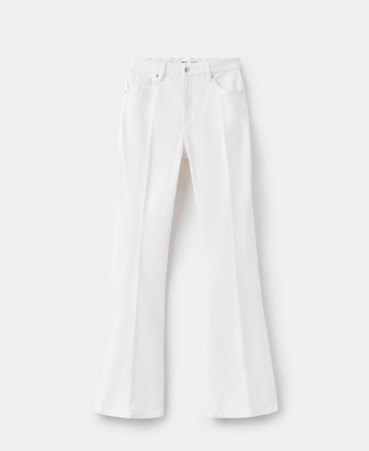 Click here for Mango Womens Violet Flared High-Rise Jeans - White prices