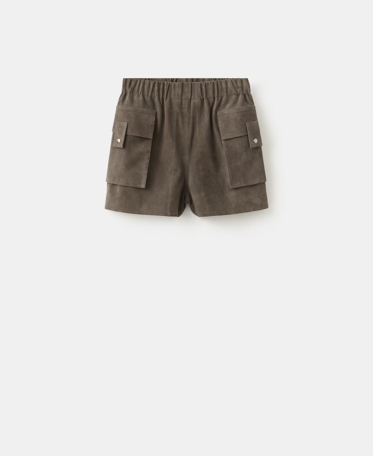 Click here for Mango Womens Pockets Suede Shorts - Gray prices
