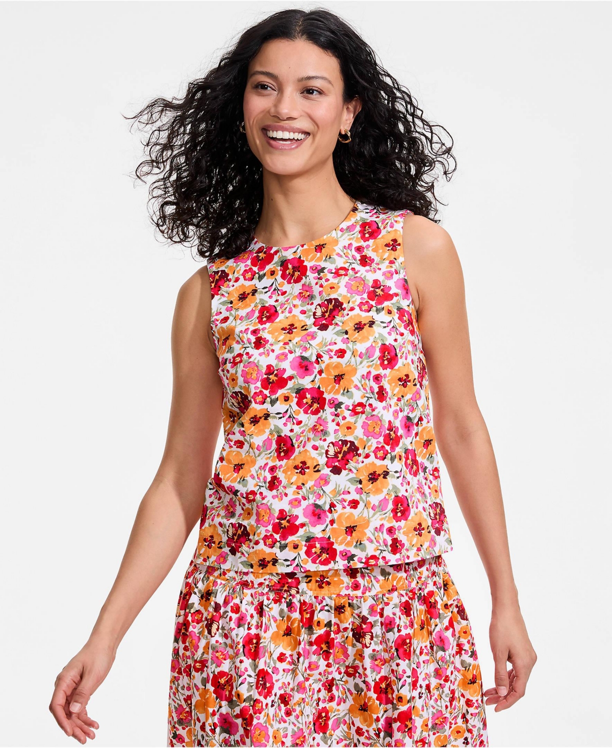 Click here for Lands End Womens Poplin Sleeveless Shell - White/h... prices