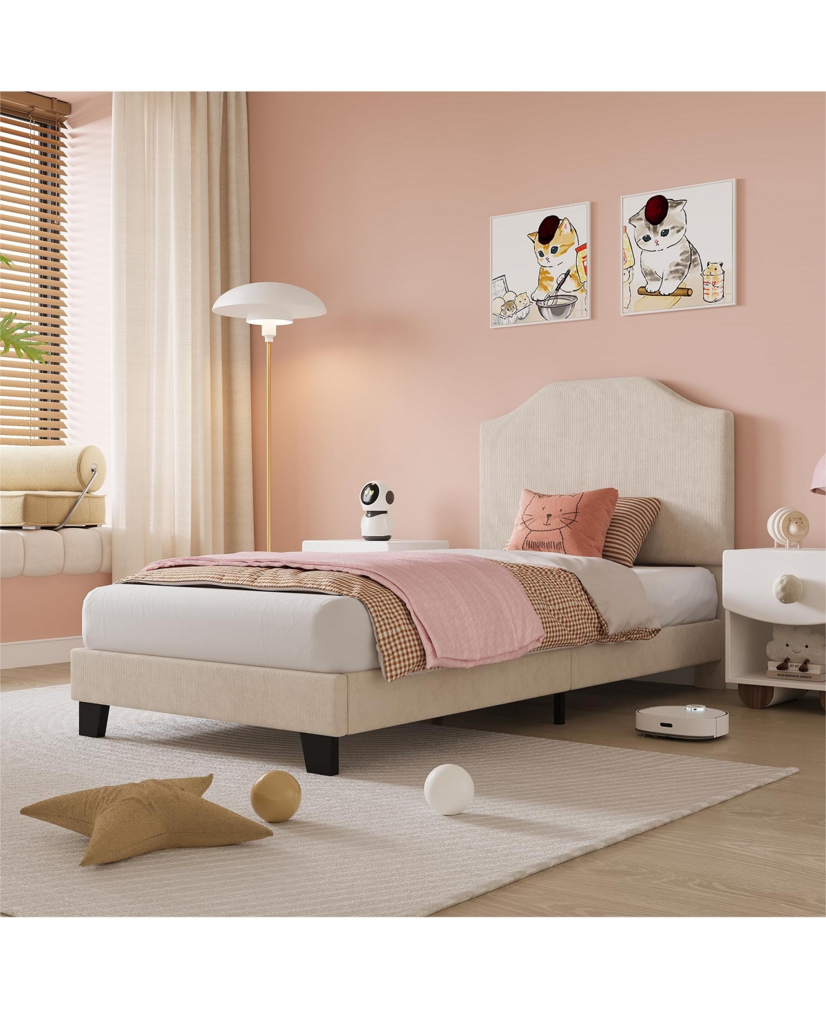 Click here for Homfan Modern Corduroy Headboard Bed Frame for Kid... prices