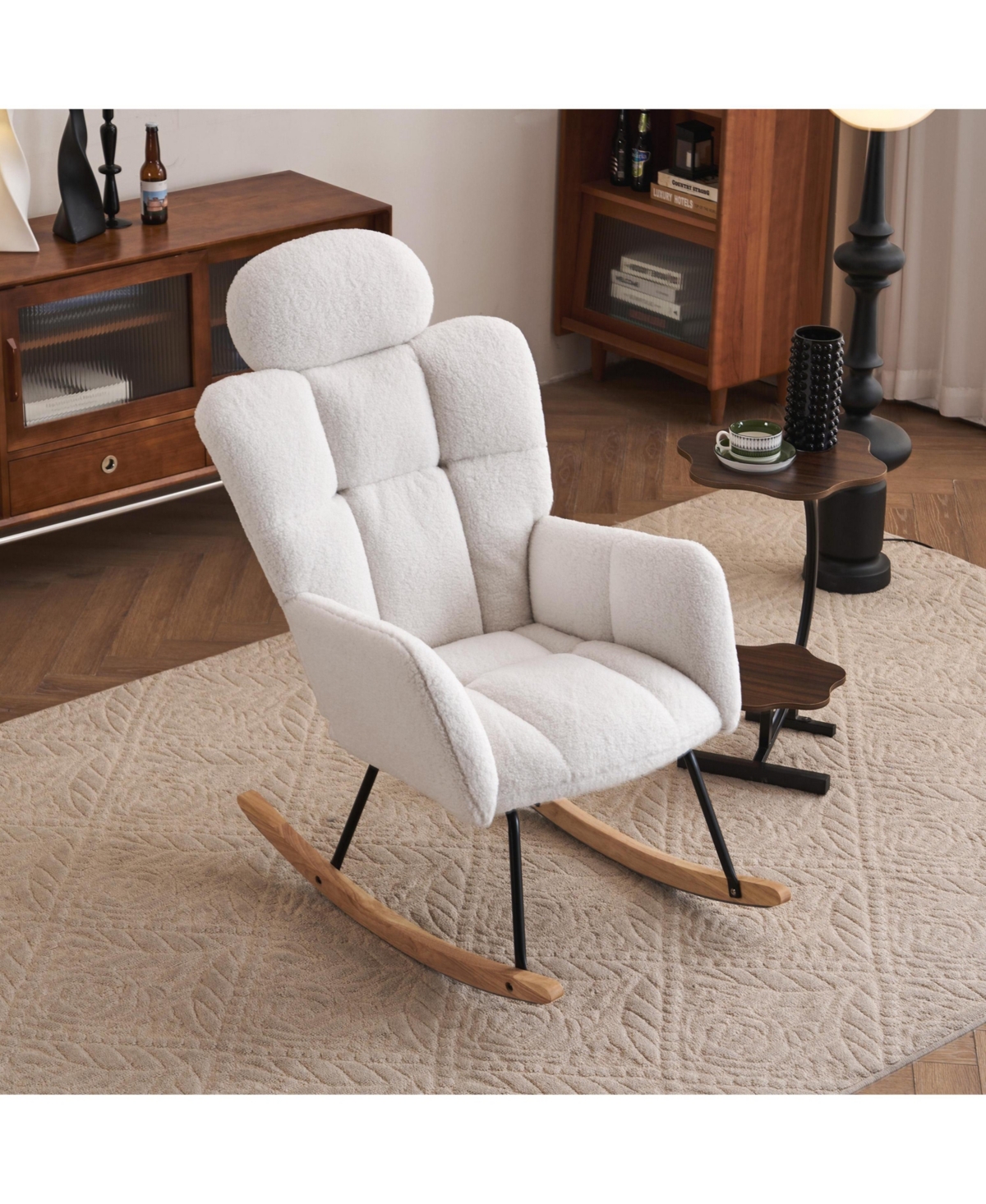Click here for Flynama Teddy Fabric Nursery Rocking Glider Chair... prices