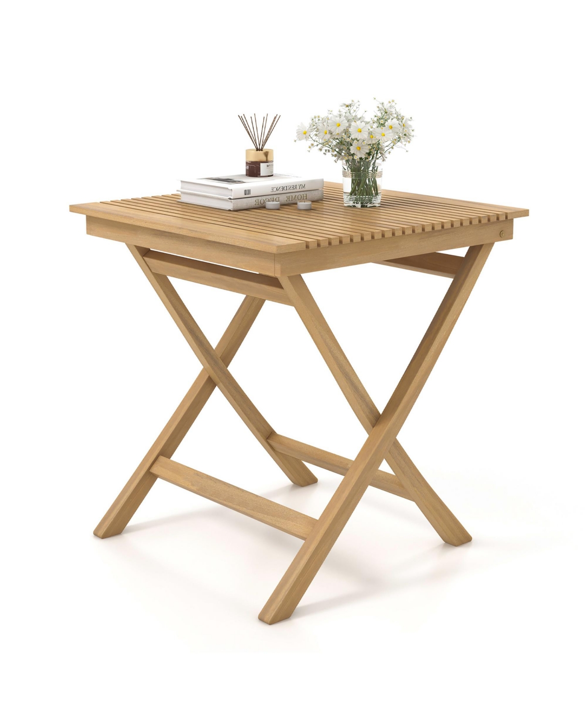 Click here for Gymax 27.5 Bistro Table w/ Slatted Tabletop Sturdy... prices