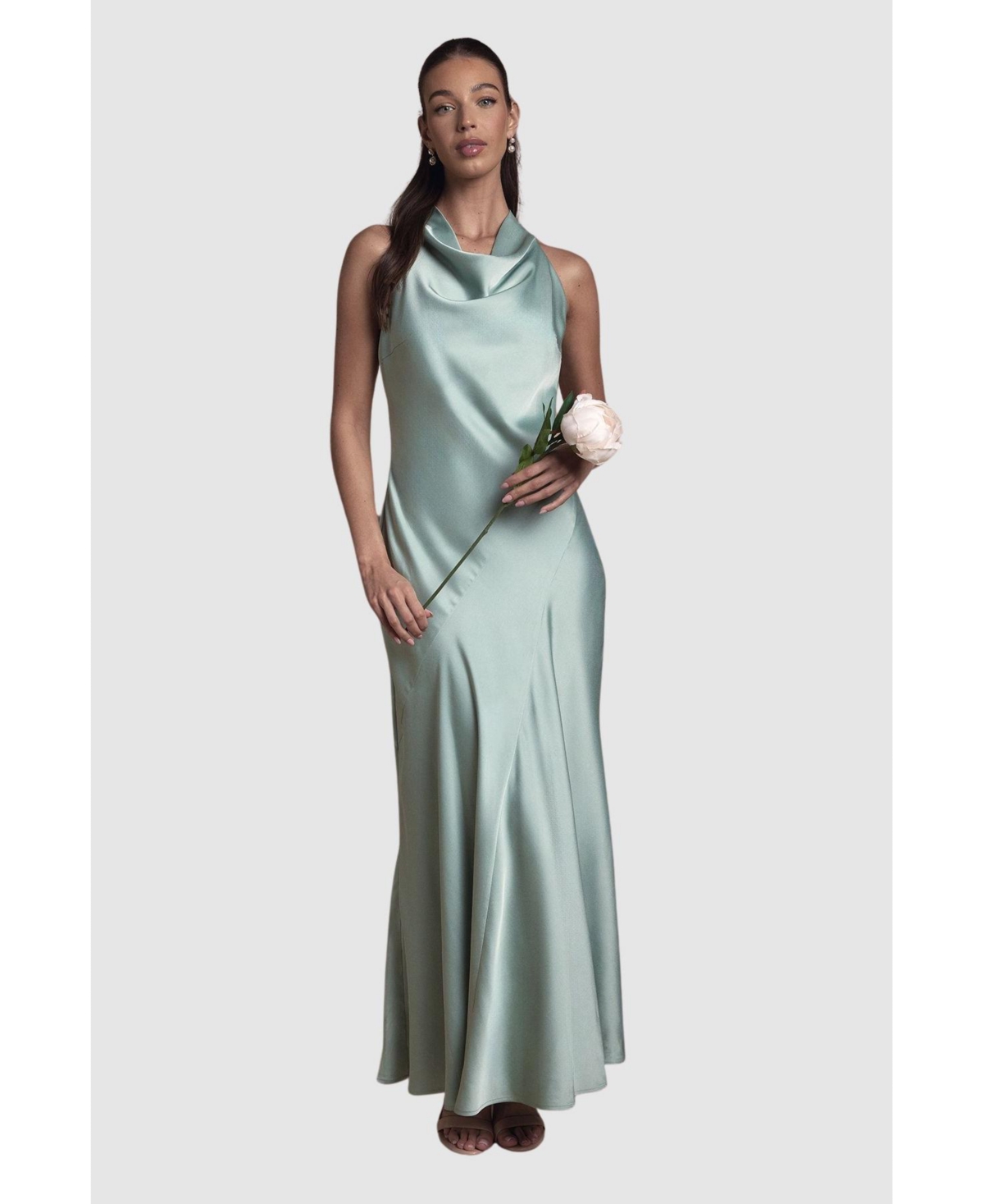 Click here for Oasis Womens Satin Maxi Bridesmaid Dress - Sage prices
