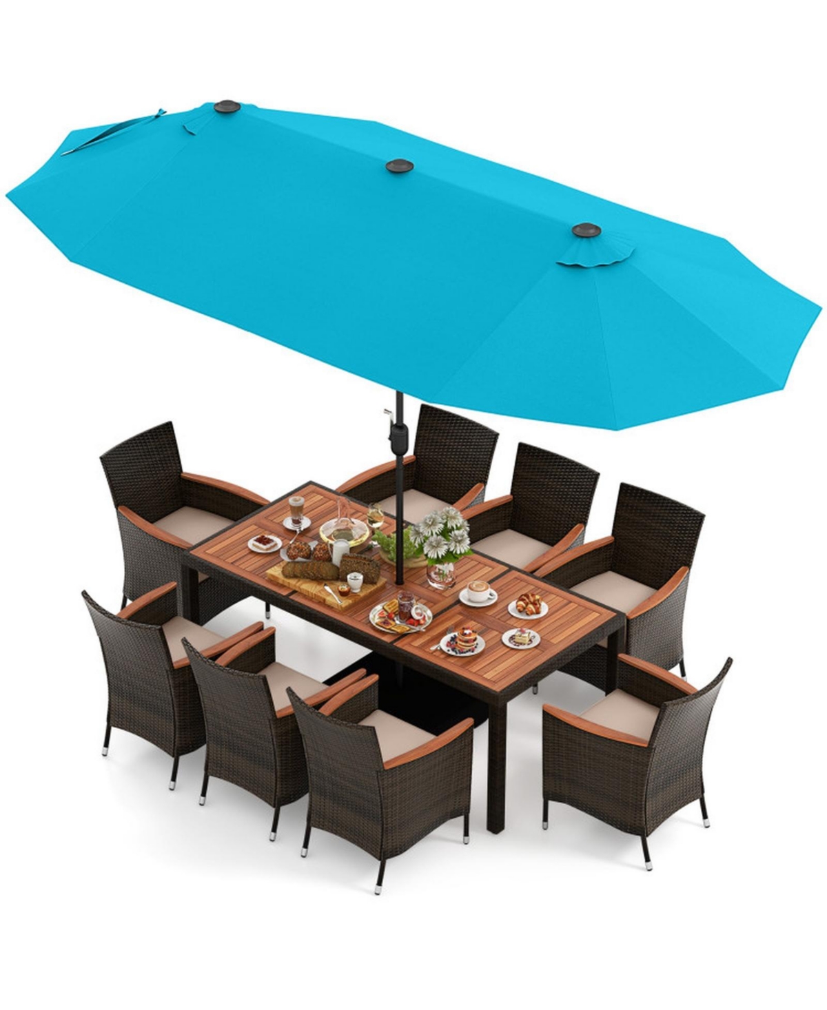 Click here for Gouun 11-Piece Patio Dining Set with Solar Led Umb... prices