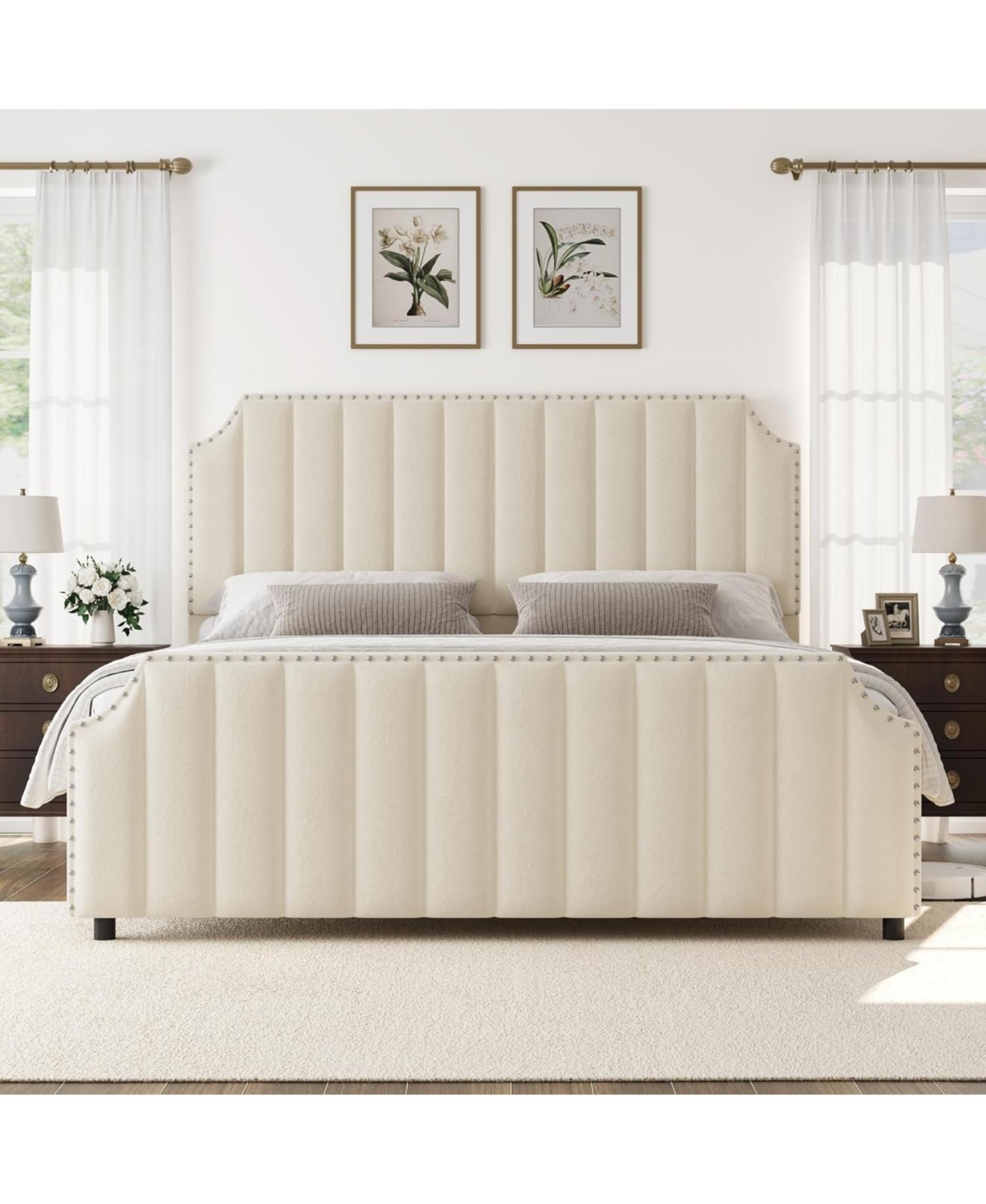 Click here for gaomon Velvet Upholstered Platform Bed with Tall T... prices