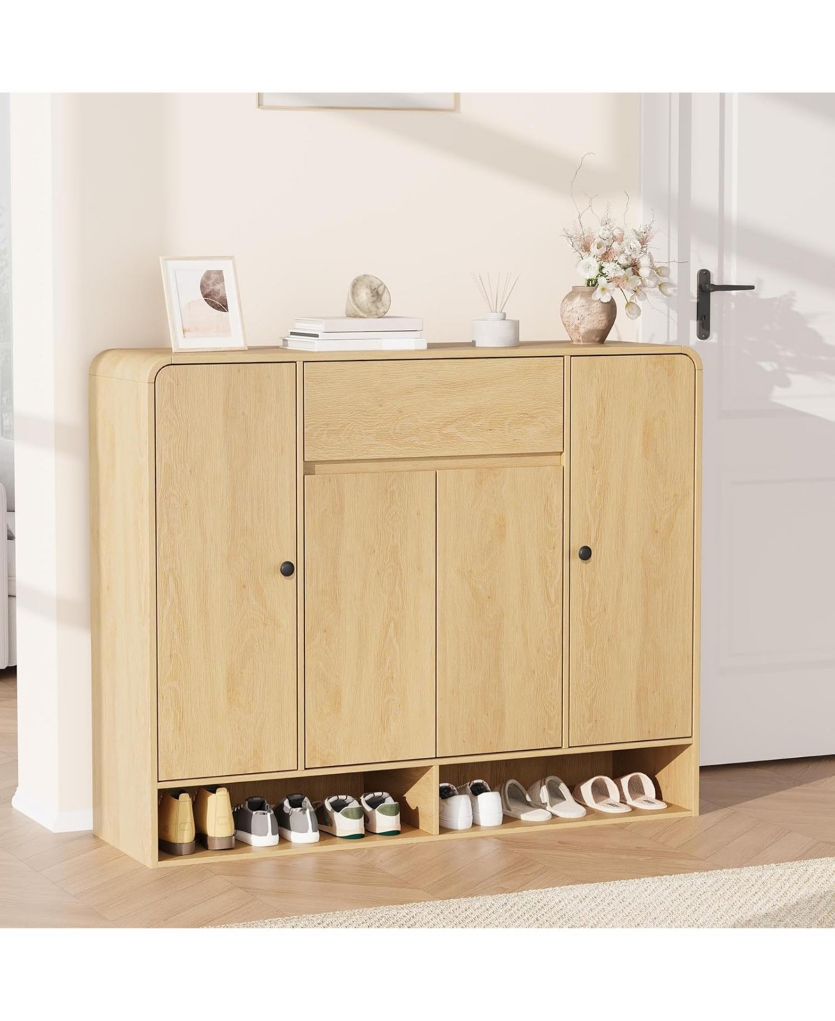 Click here for gaomon Shoe Cabinet with 4 Doors and 1 Drawer  Woo... prices