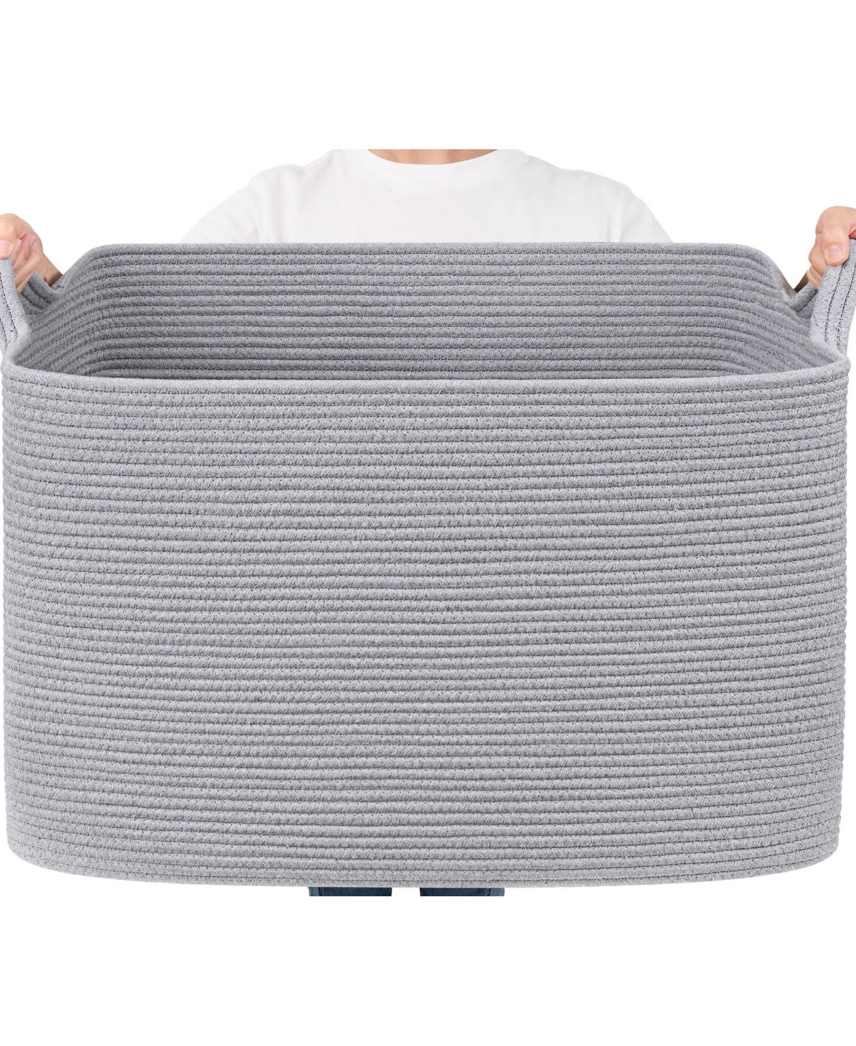 Click here for Gnuadz Woven Rope Storage Basket Rectangle - Grey prices