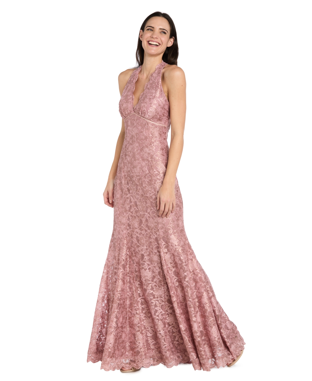 Click here for R & M Richards Petite Halter V-Neck Stretch Lace B... prices