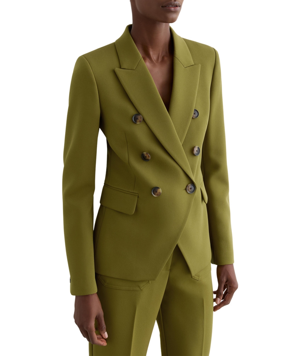 Click here for Reiss Womens Twill Double-Breasted Blazer - Chartr... prices