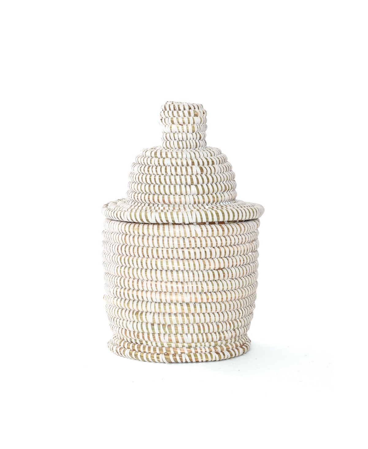 Click here for African Modern  Lidded Tower Basket - White prices