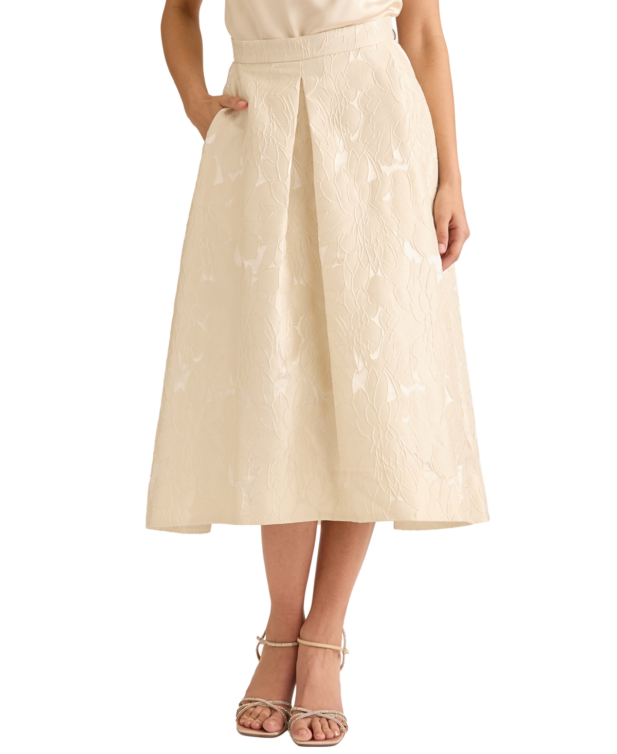 Click here for Muse Womens Pleated Organza A-Line Skirt - Cream prices