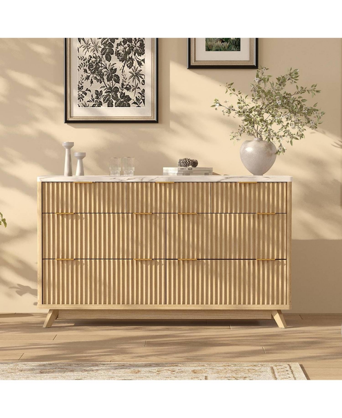 Click here for gaomon Fluted 7 Drawer Dresser with Curved Profile... prices