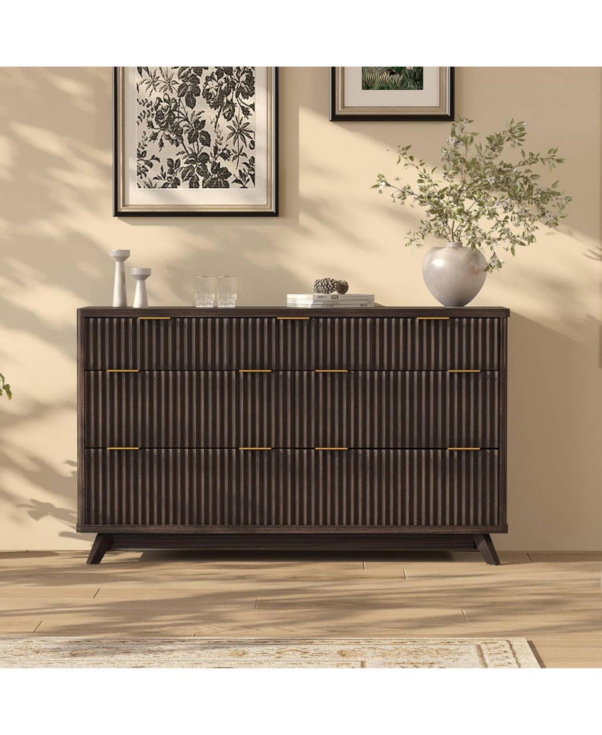 Click here for gaomon Fluted 7 Drawer Dresser with Curved Profile... prices