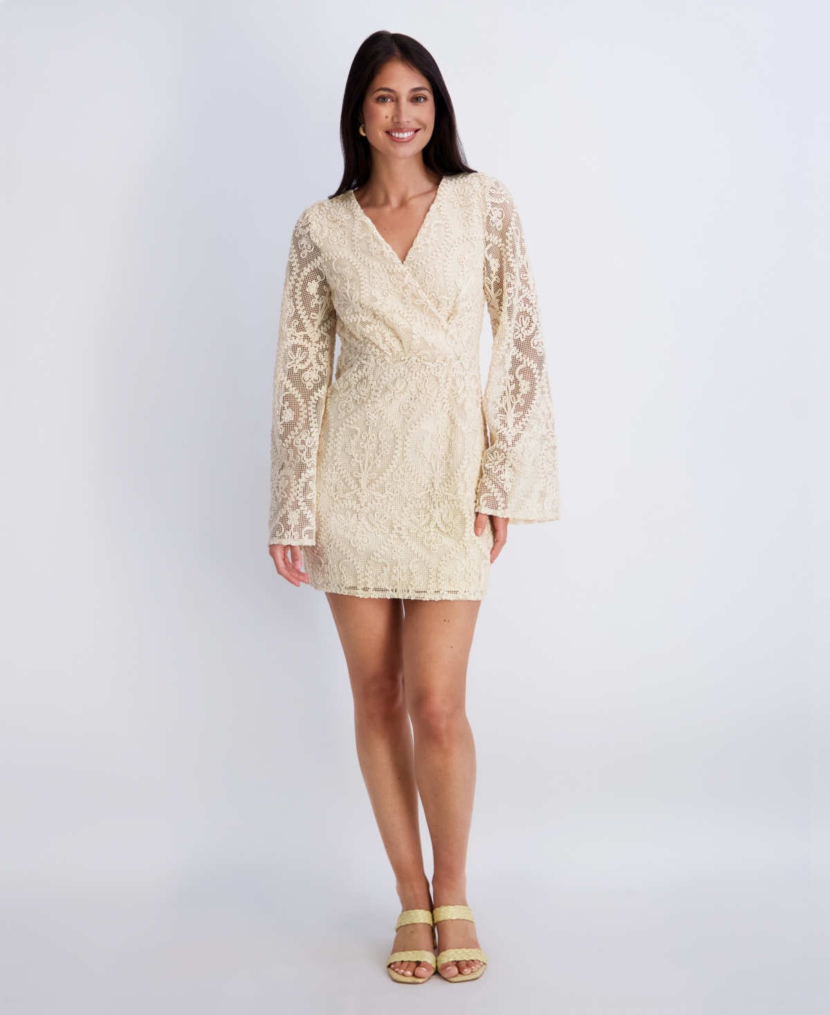 Click here for Siena Womens V-Neck Open Back Crochet Lace Dress -... prices