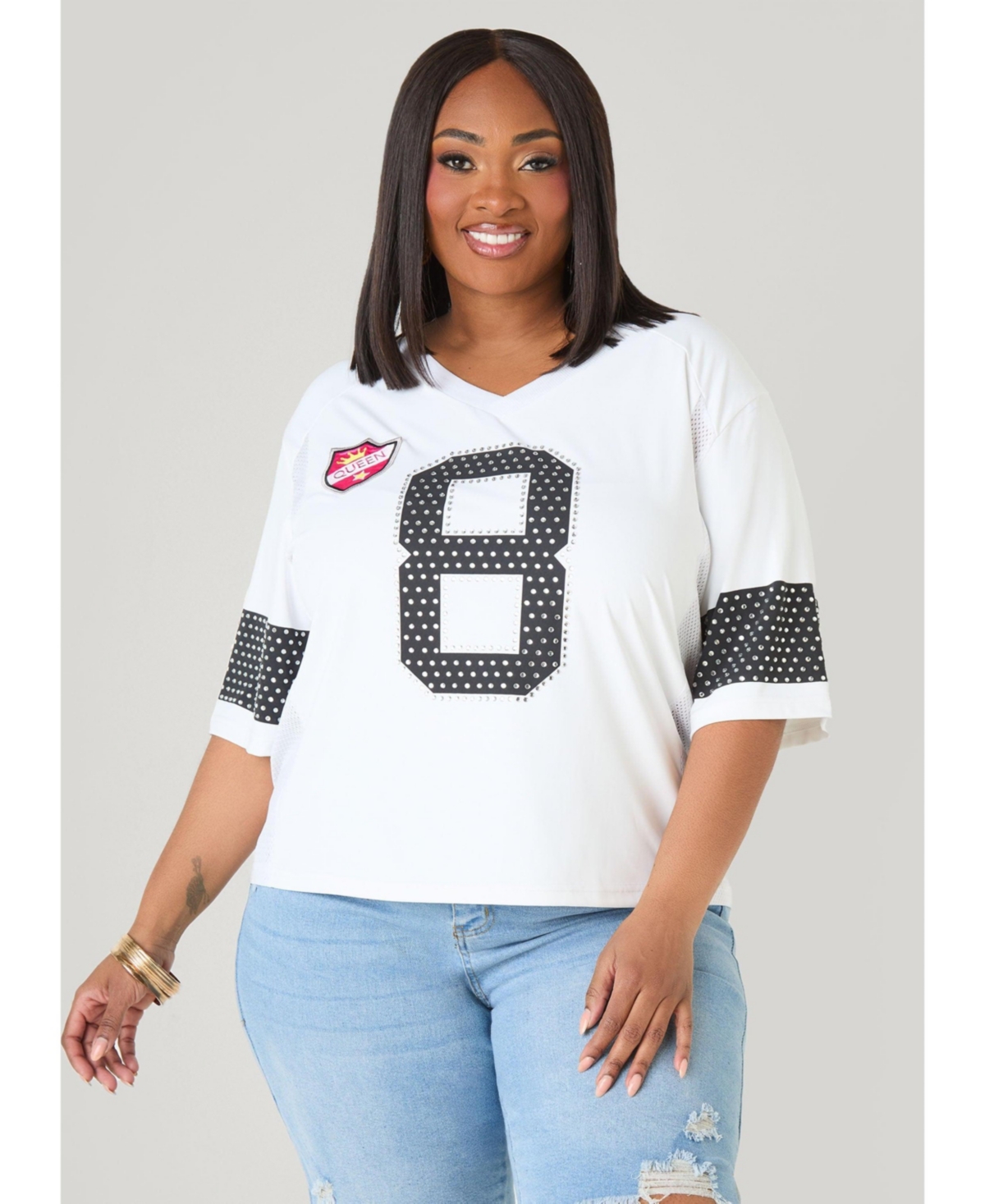 Click here for Ashley Stewart Womens Queen 8 Crystal Jersey - Whi... prices