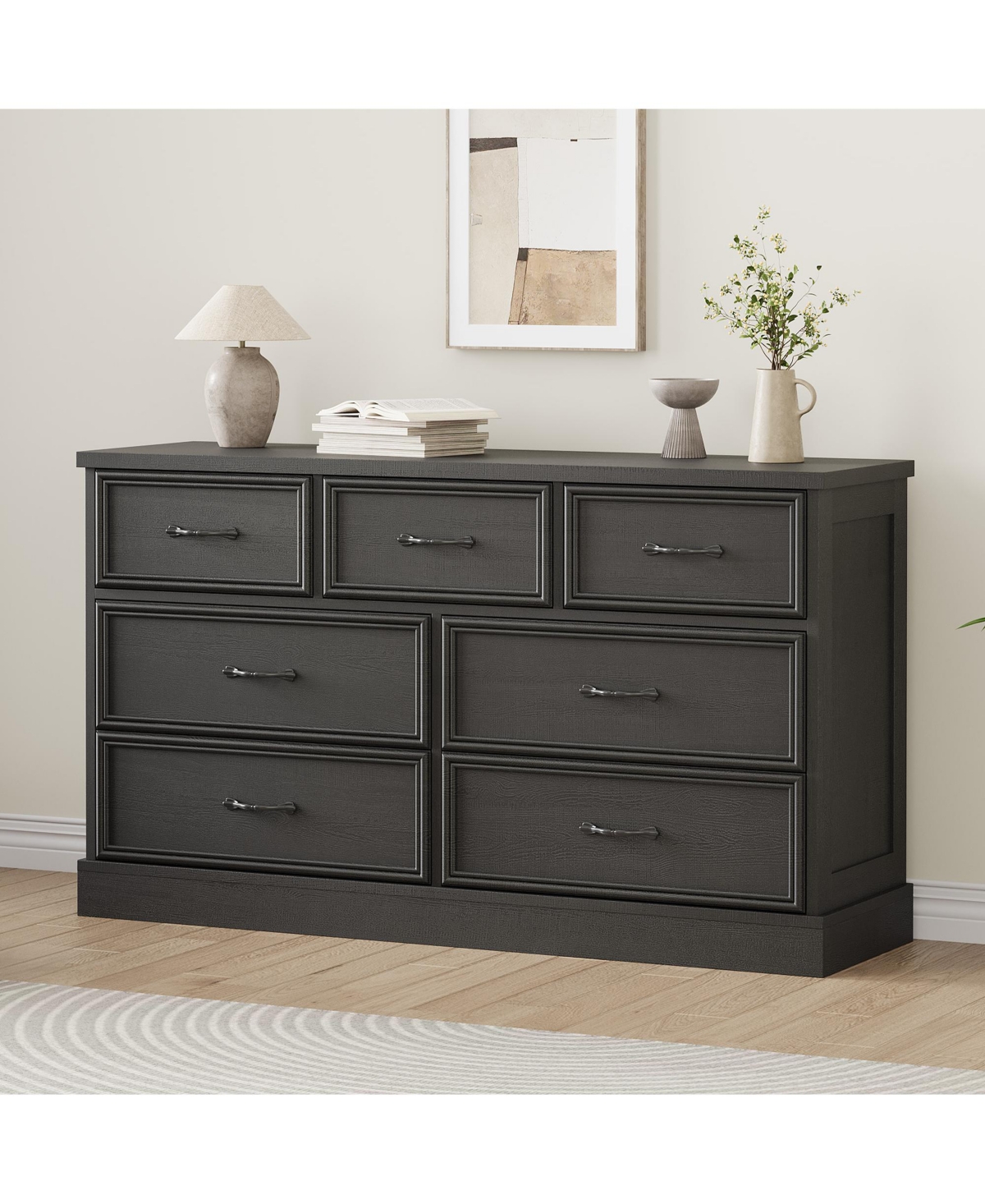 Click here for gaomon 7 Drawer Wooden Dresser  55 Wide Chest with... prices