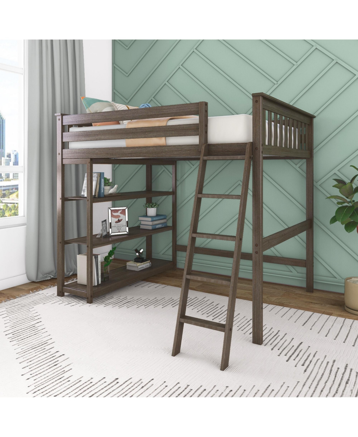 Click here for Max & Lily Full Size High Loft Bed with Ladder and... prices