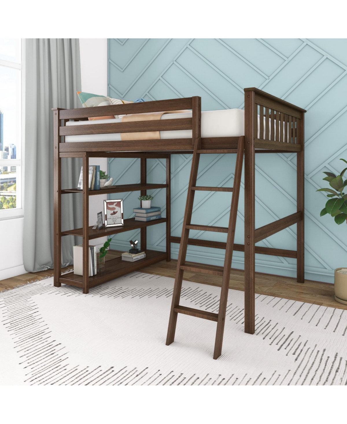 Click here for Max & Lily Full Size High Loft Bed with Ladder and... prices