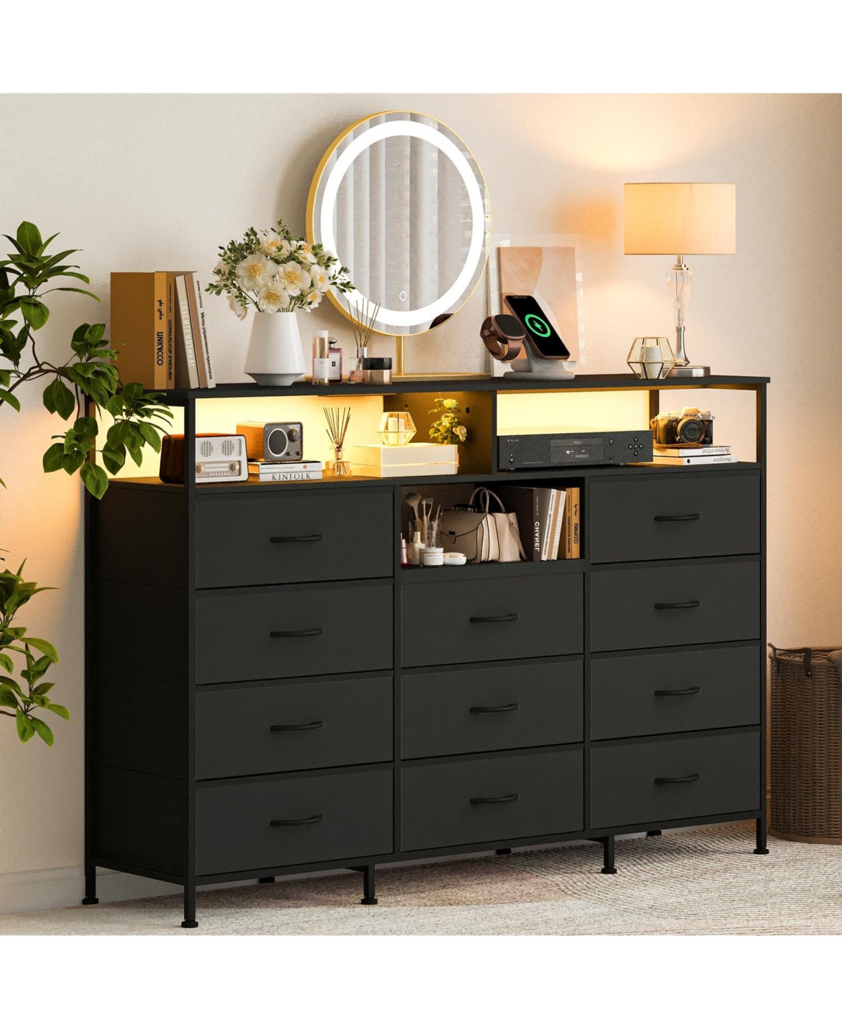 Click here for gaomon 11 Drawer Fabric Dresser with Led Lights an... prices