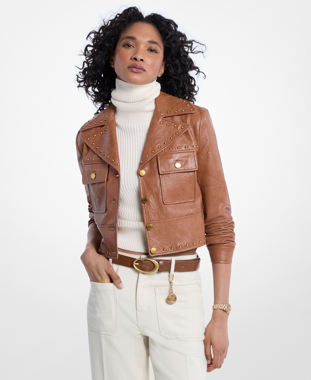 Click here for Michael Kors Womens Studded Notch Collar Jacket -... prices