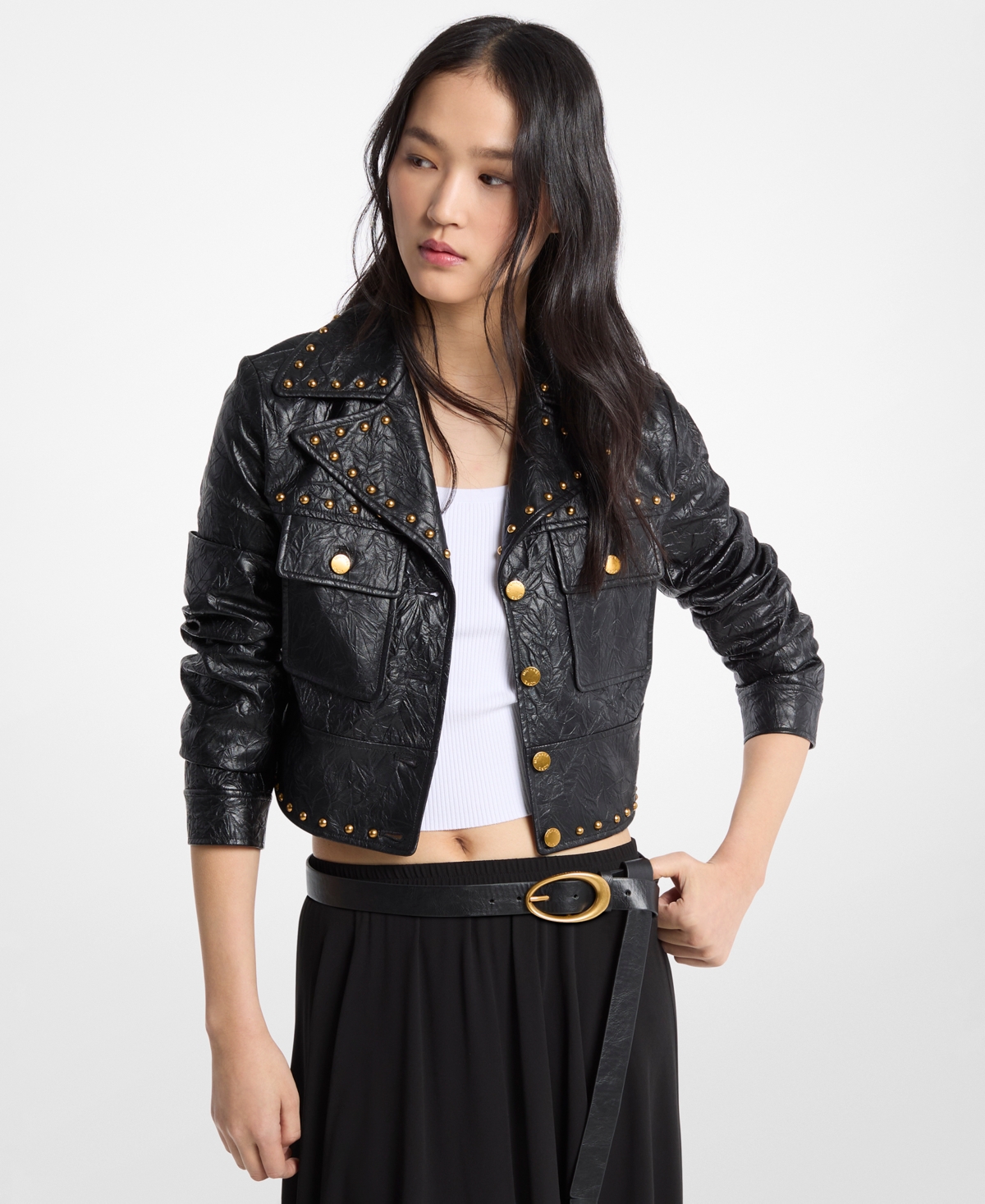 Click here for Michael Kors Womens Studded Notch Collar Jacket -... prices