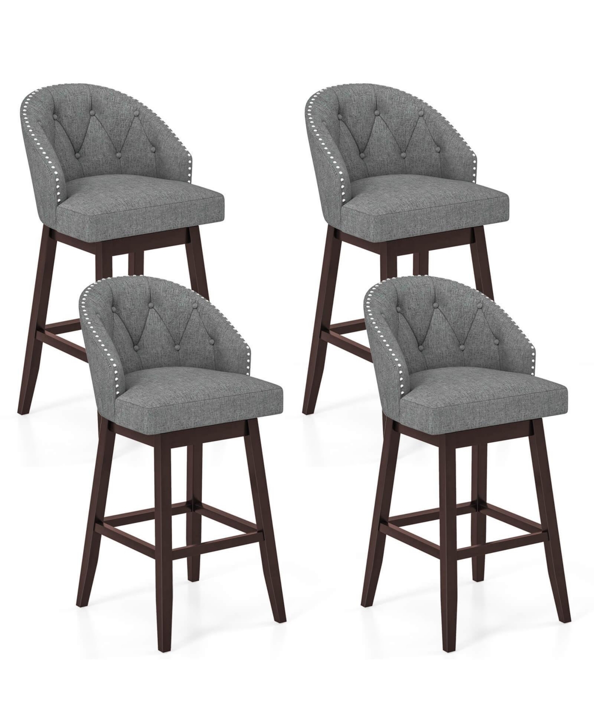 Click here for Costway 31 Bar Stools Set of 4 with Rubber Wood Fr... prices