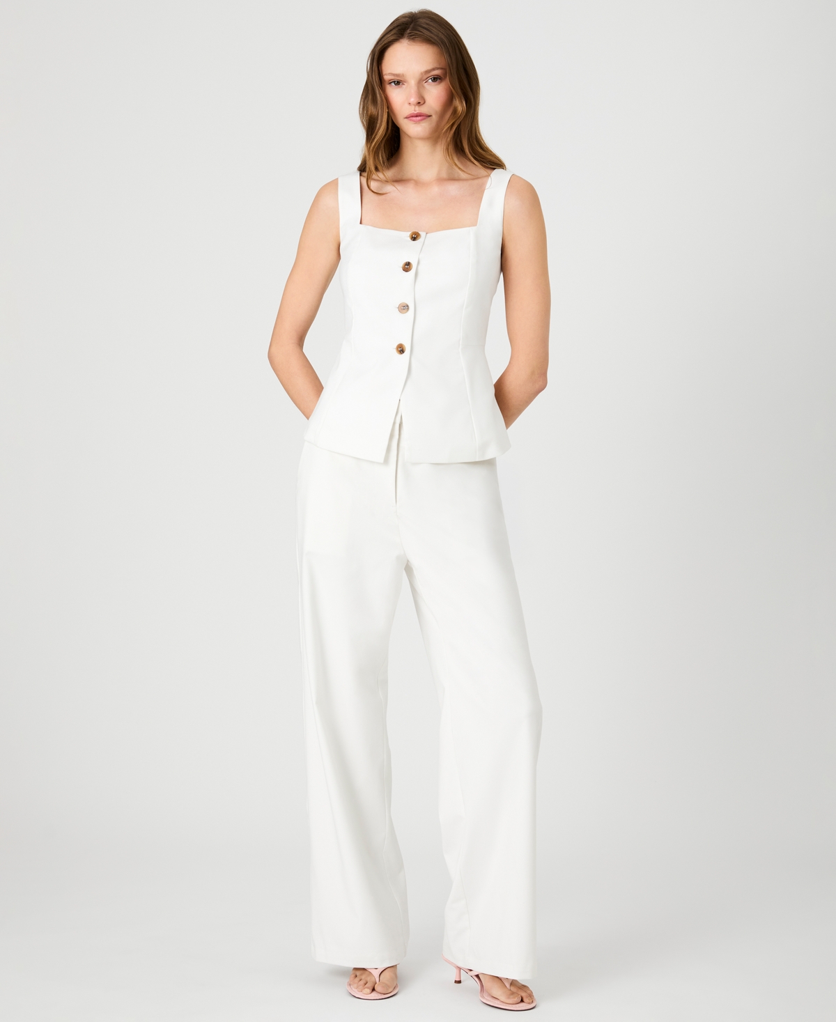 Click here for French Connection Womens Twill Square Neck Button-... prices