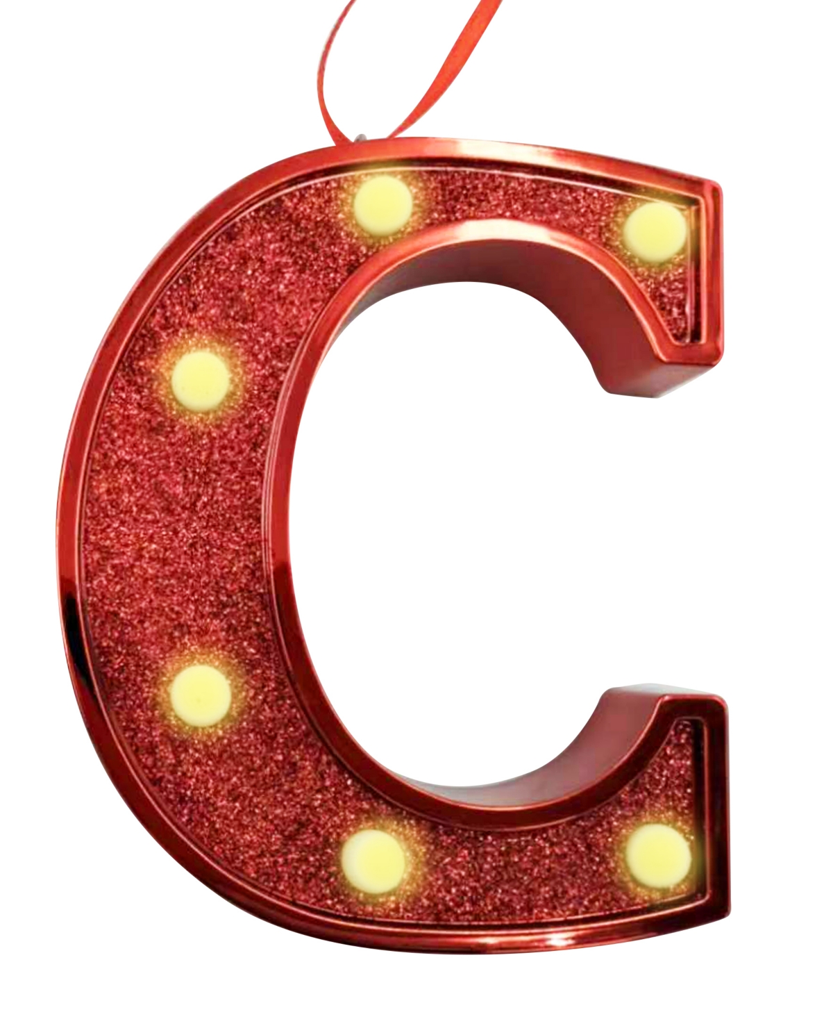 Click here for Ganz Light Up Initial Red Glitter Ornament - C prices