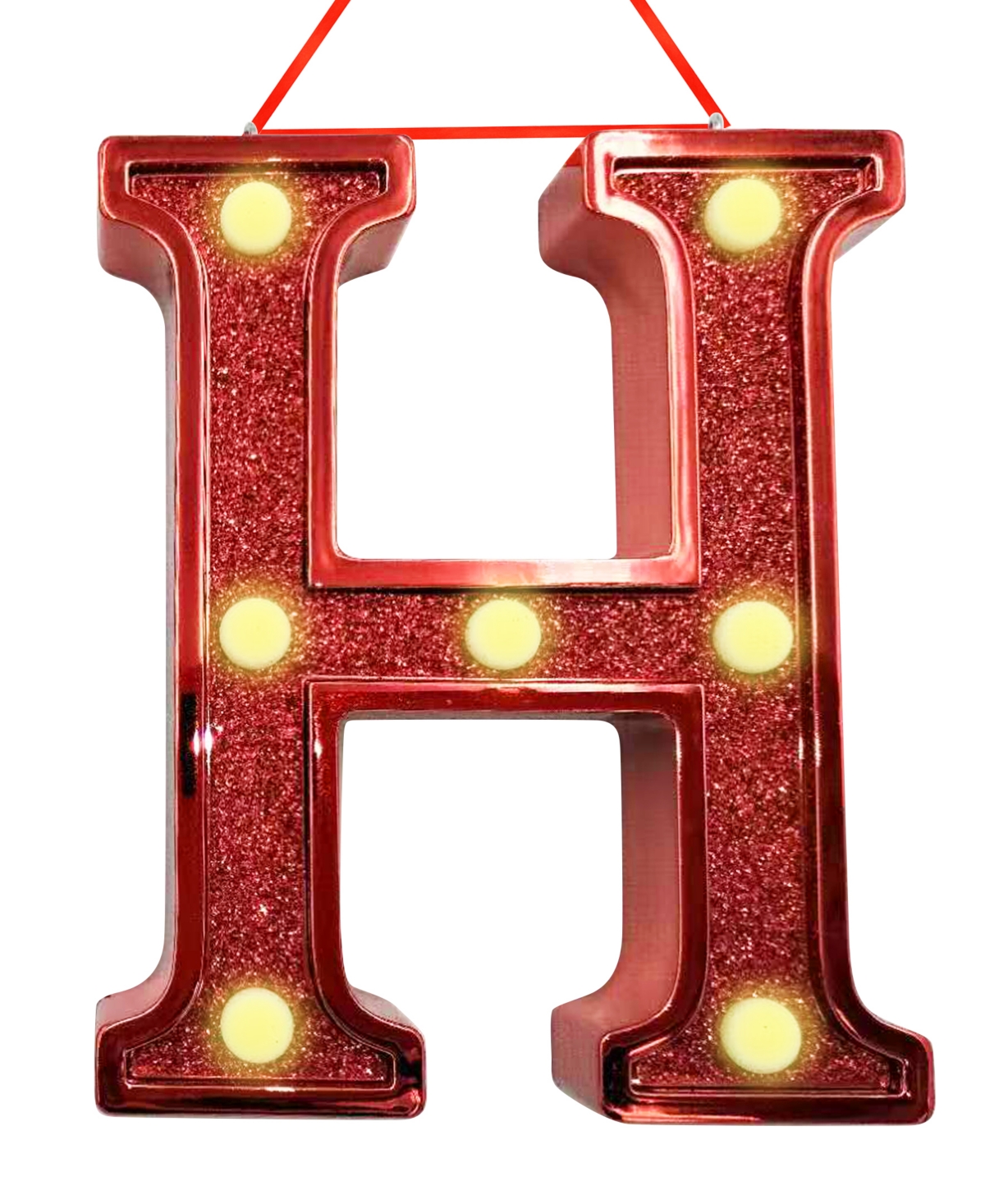 Click here for Ganz Light Up Initial Red Glitter Ornament - H prices