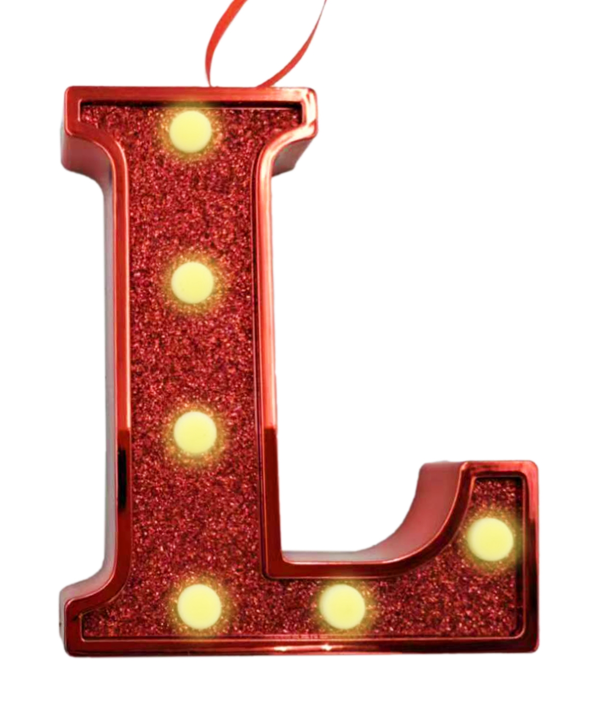 Click here for Ganz Light Up Initial Red Glitter Ornament - L prices