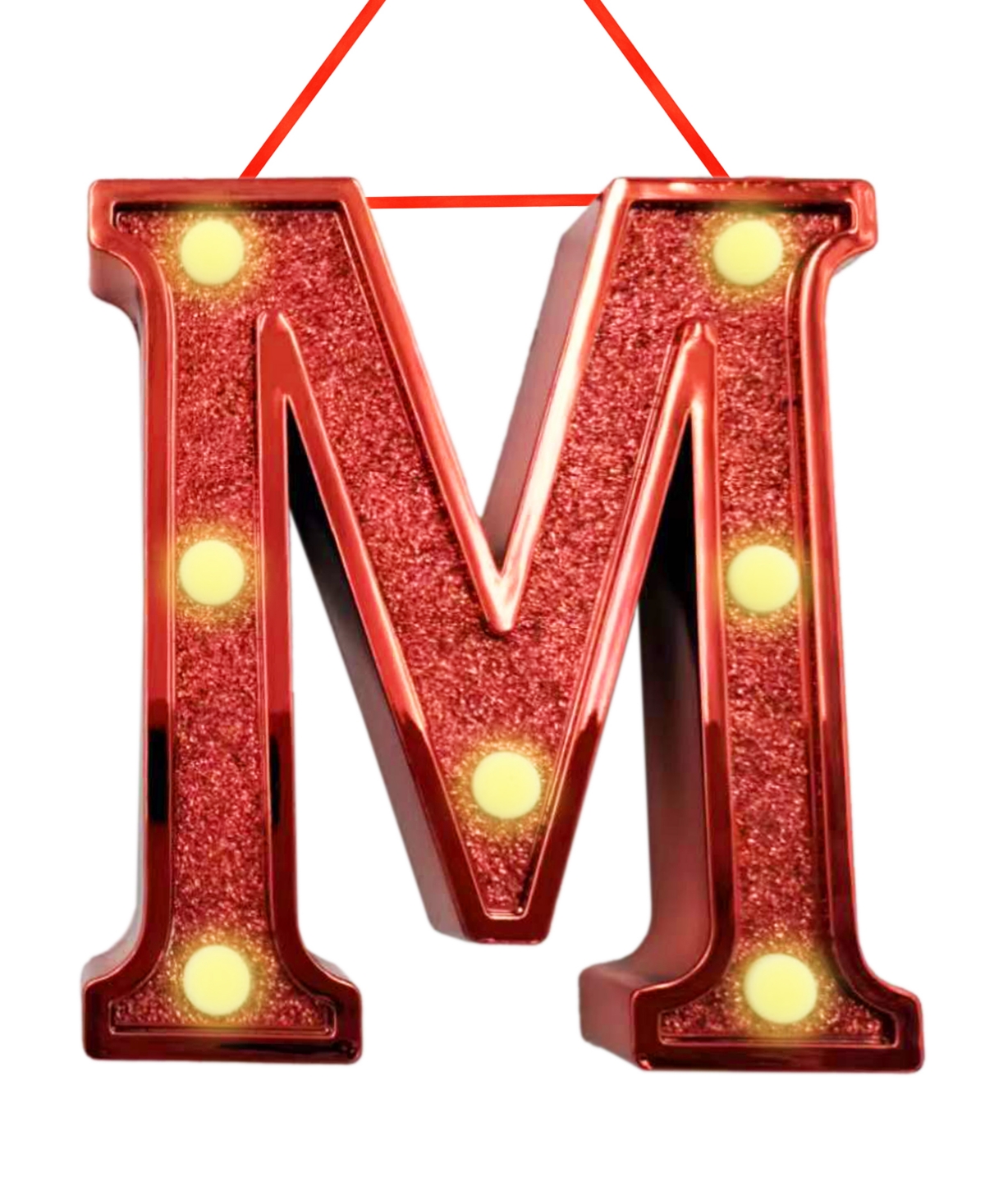 Click here for Ganz Light Up Initial Red Glitter Ornament - M prices