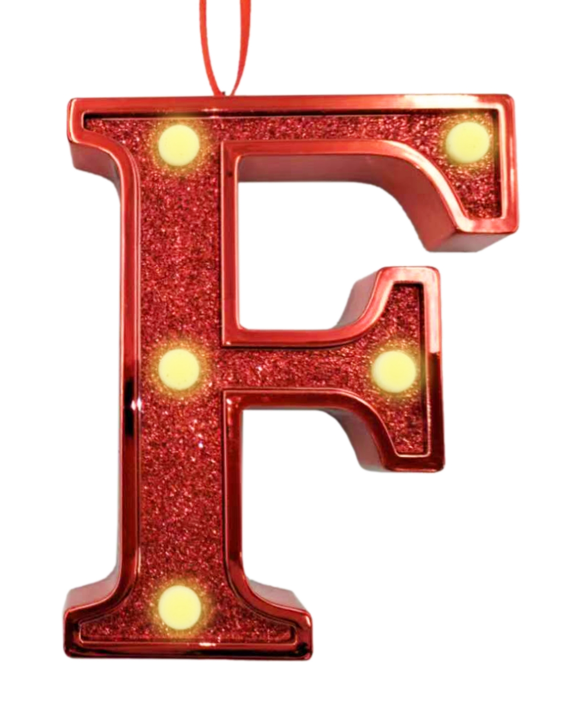 Click here for Ganz Light Up Initial Red Glitter Ornament - F prices