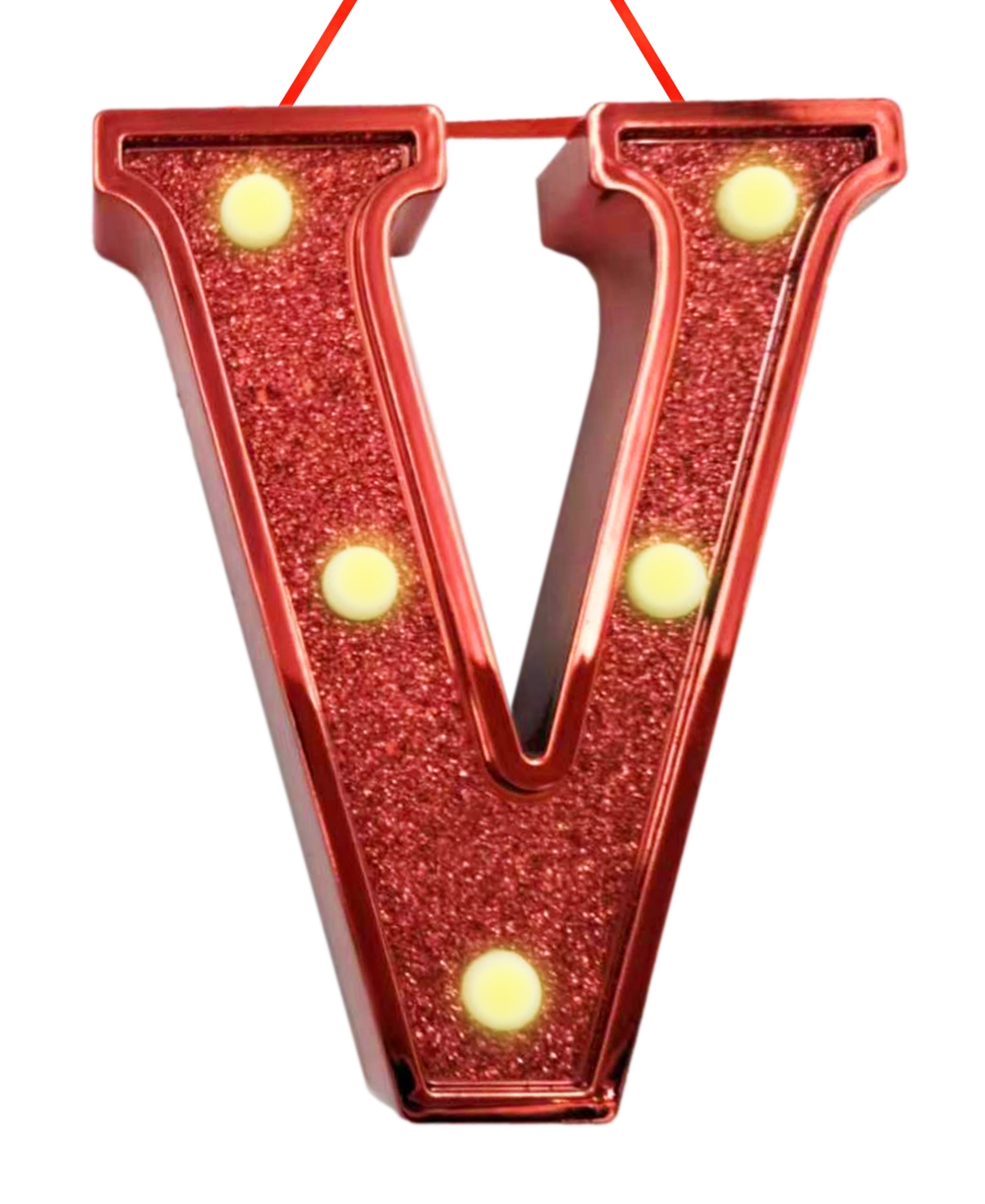 Click here for Ganz Light Up Initial Red Glitter Ornament - V prices