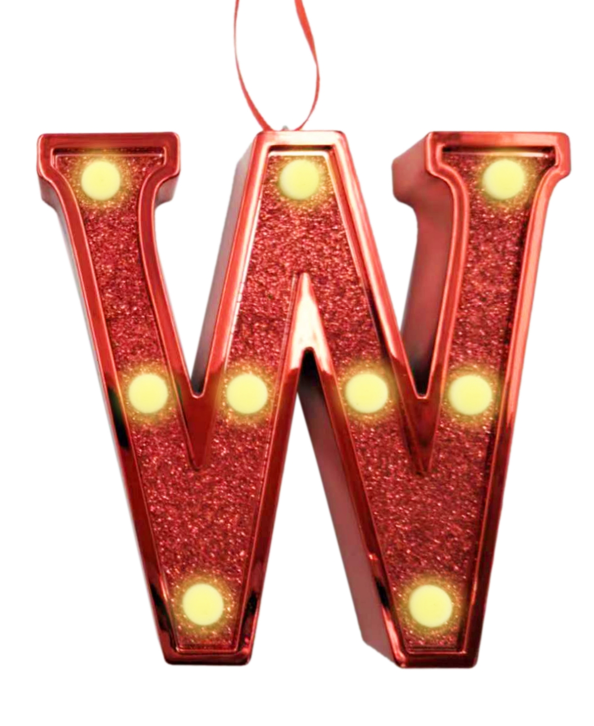 Click here for Ganz Light Up Initial Red Glitter Ornament - W prices
