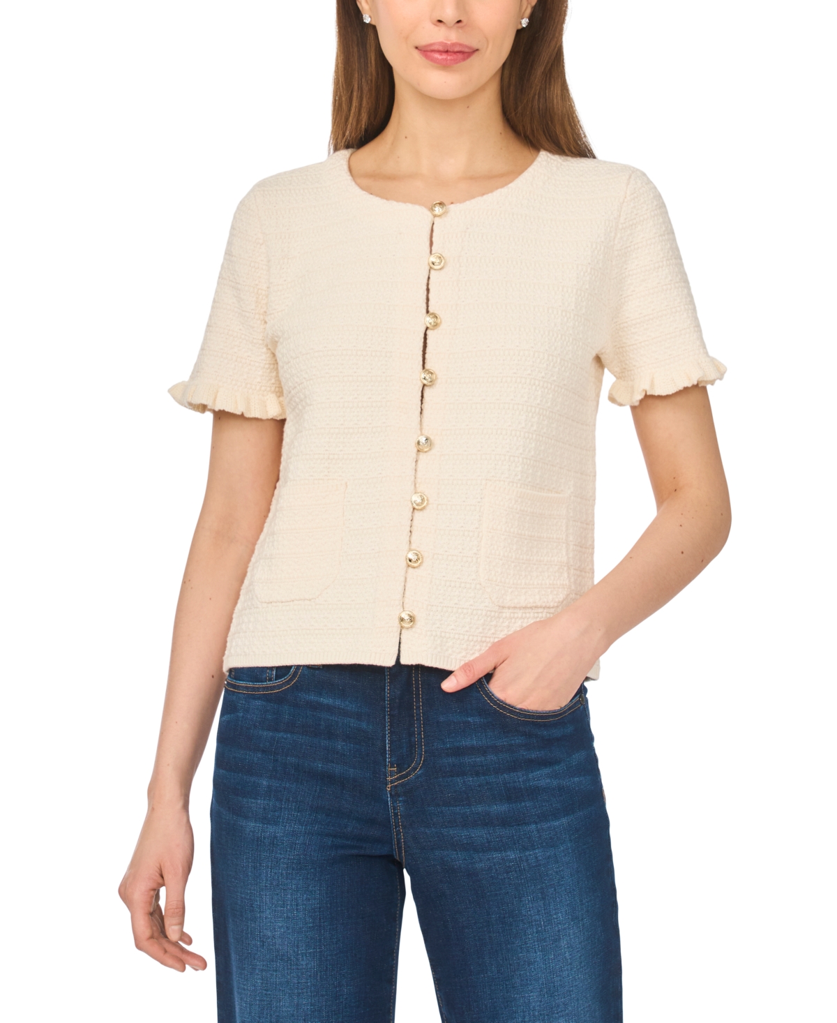 Click here for CeCe Womens Crewneck Short-Sleeve Cardigan Sweater... prices