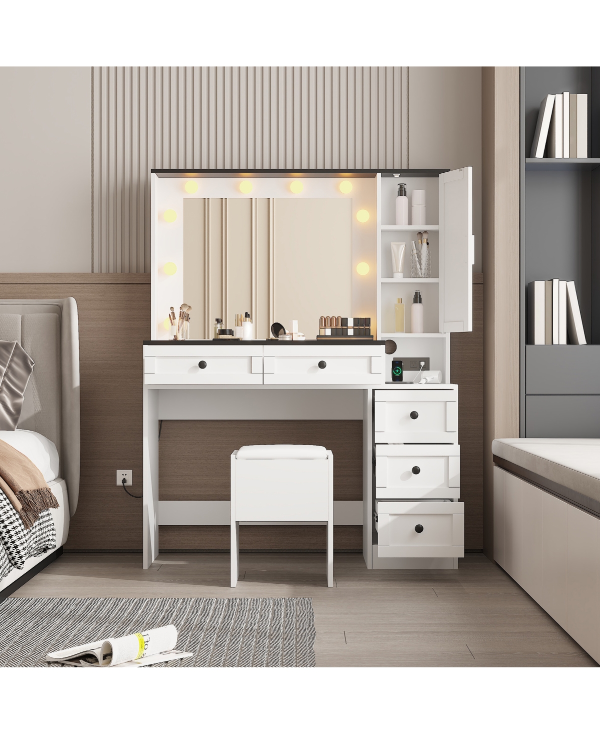 Click here for Homfan Led Lighted Vanity Desk Set with Charging S... prices