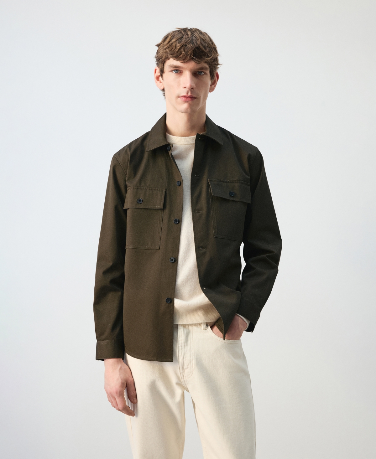 Click here for Mango Mens Pockets Overshirt - Brown prices