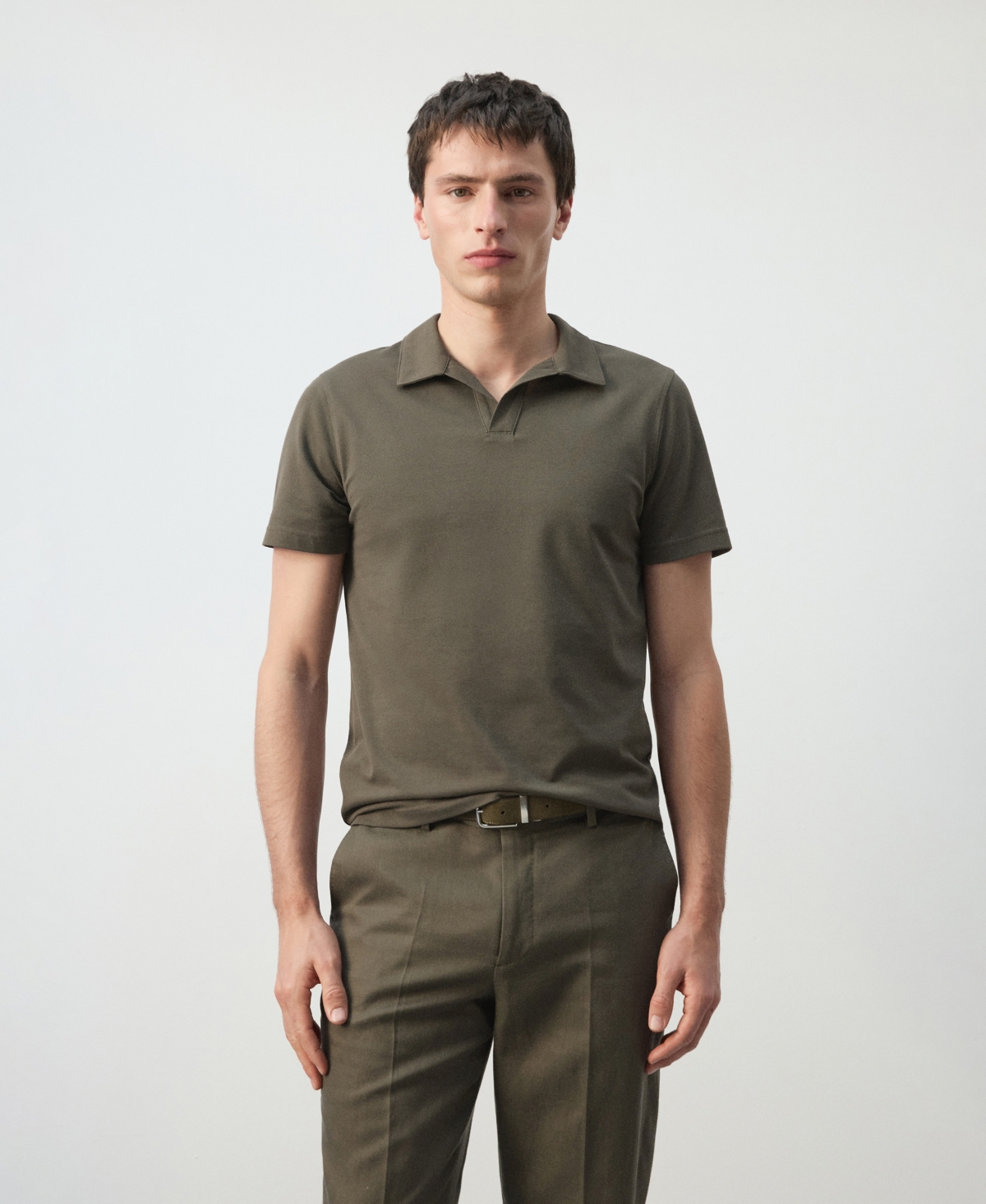 Click here for Mango Mens Slim Fit Pique Polo Shirt - Dark Green prices
