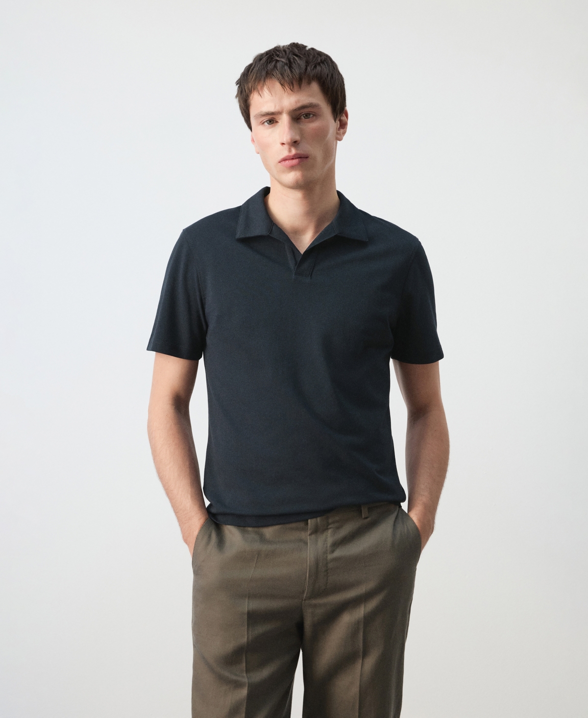 Click here for Mango Mens Slim Fit Pique Polo Shirt - Navy prices