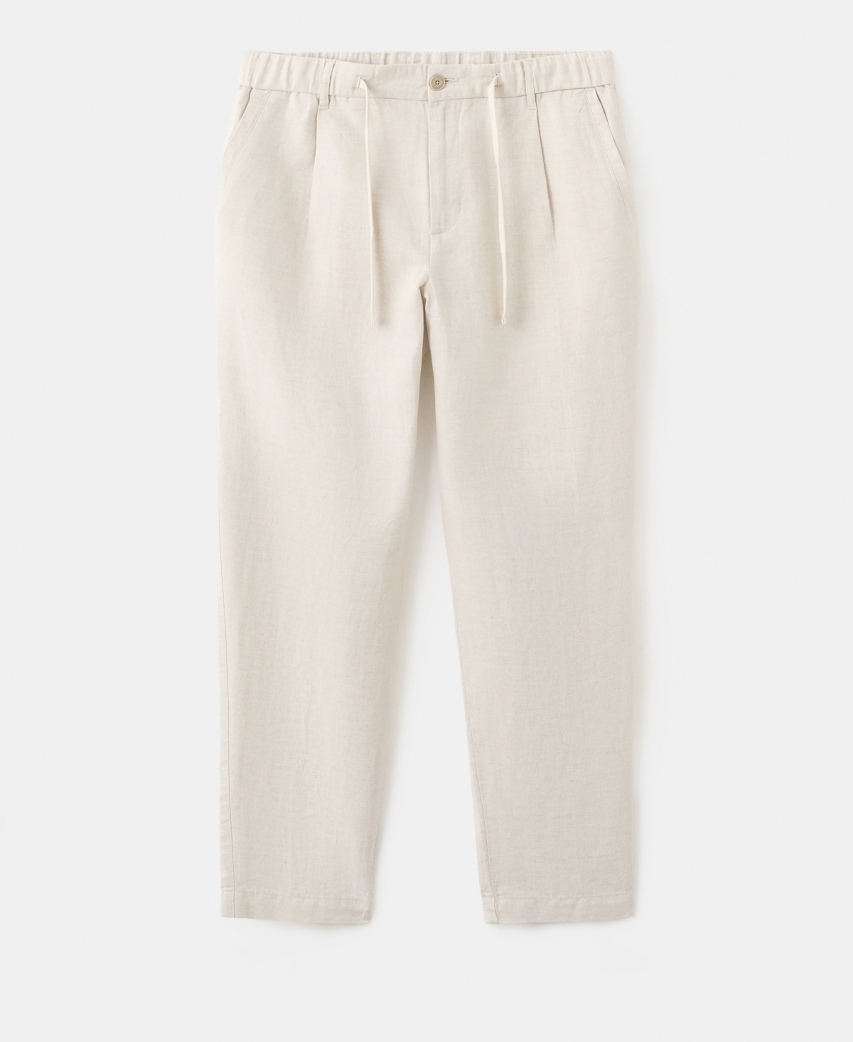 Click here for Mango Mens Slim-Fit Cropped Cotton-Linen Pants - E... prices