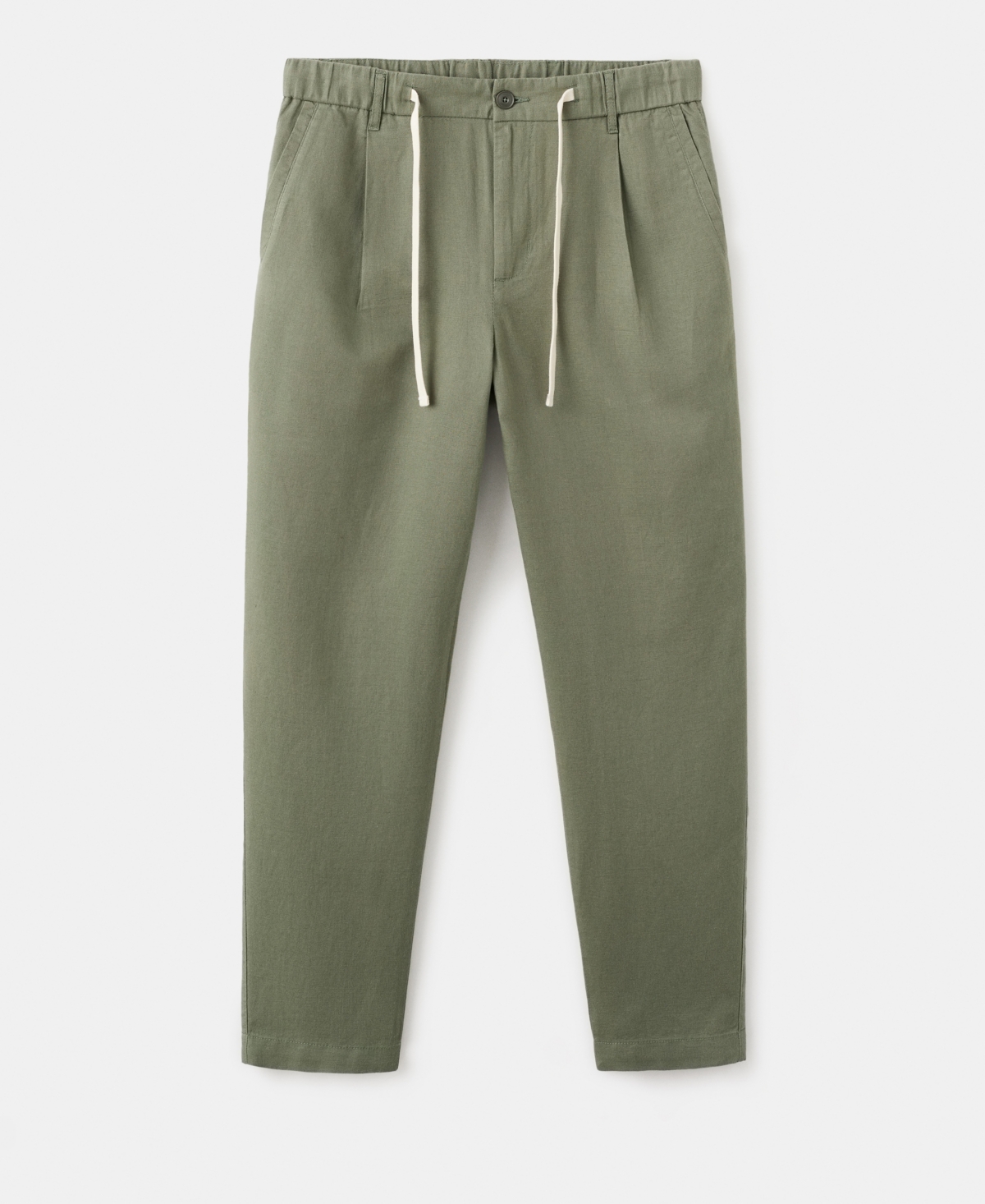 Click here for Mango Mens Slim-Fit Cropped Cotton-Linen Pants - F... prices