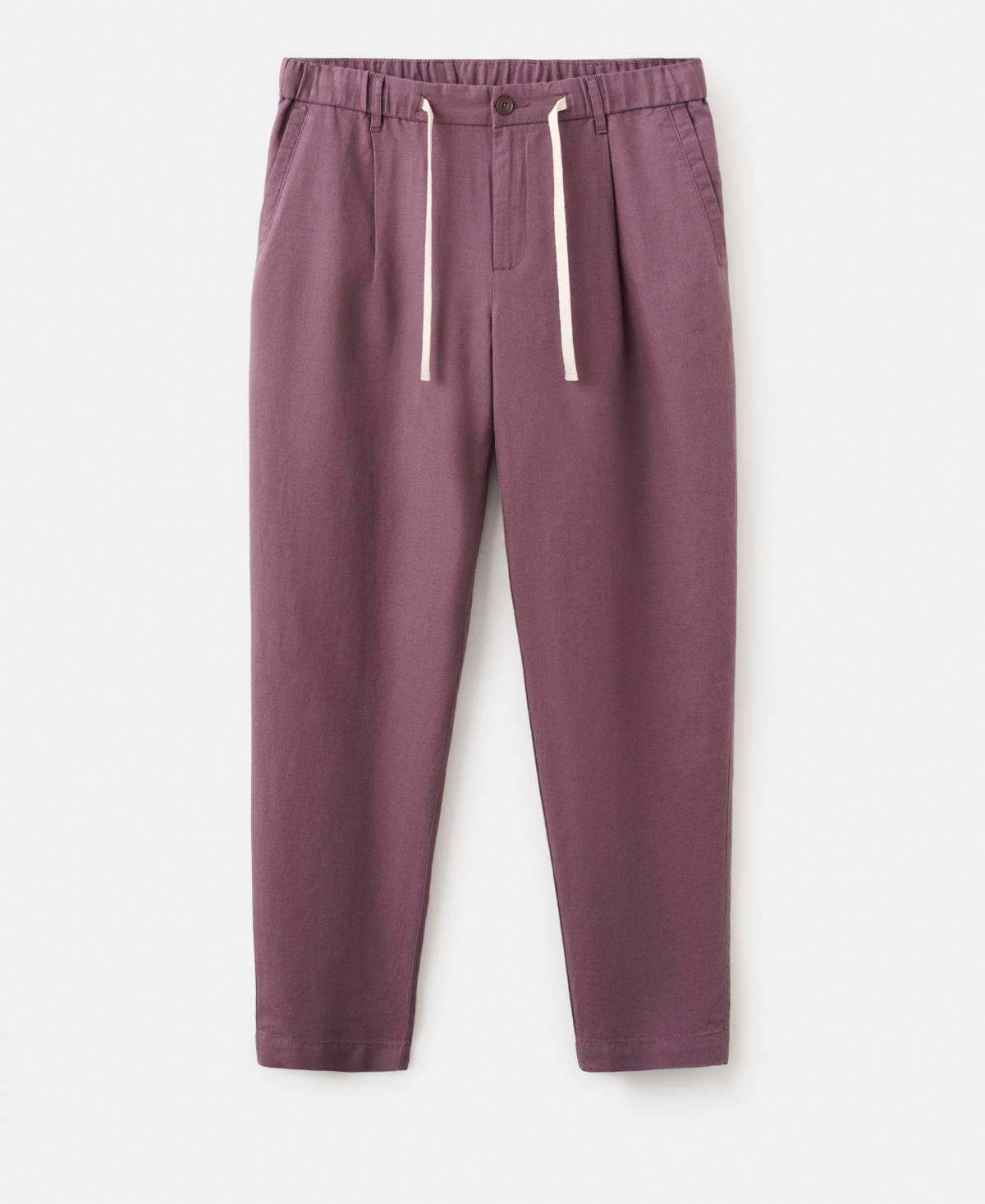 Click here for Mango Mens Slim-Fit Cropped Cotton-Linen Pants - P... prices