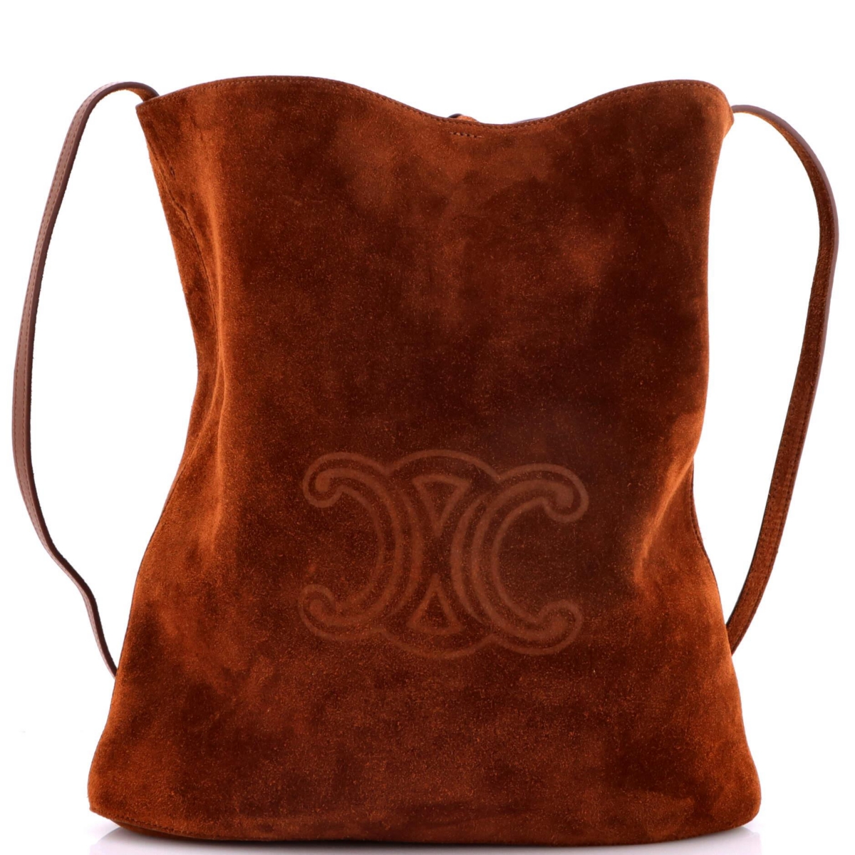 Click here for Pre-Owned Celine Triomphe Bucket Bag Embossed Sued... prices
