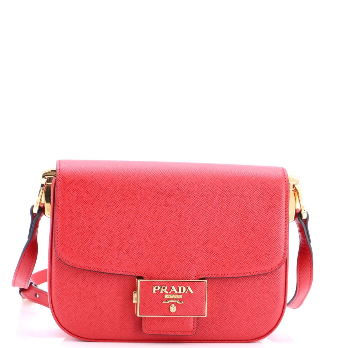 Click here for Pre-Owned Prada Small Embleme Flap Bag Saffiano Le... prices