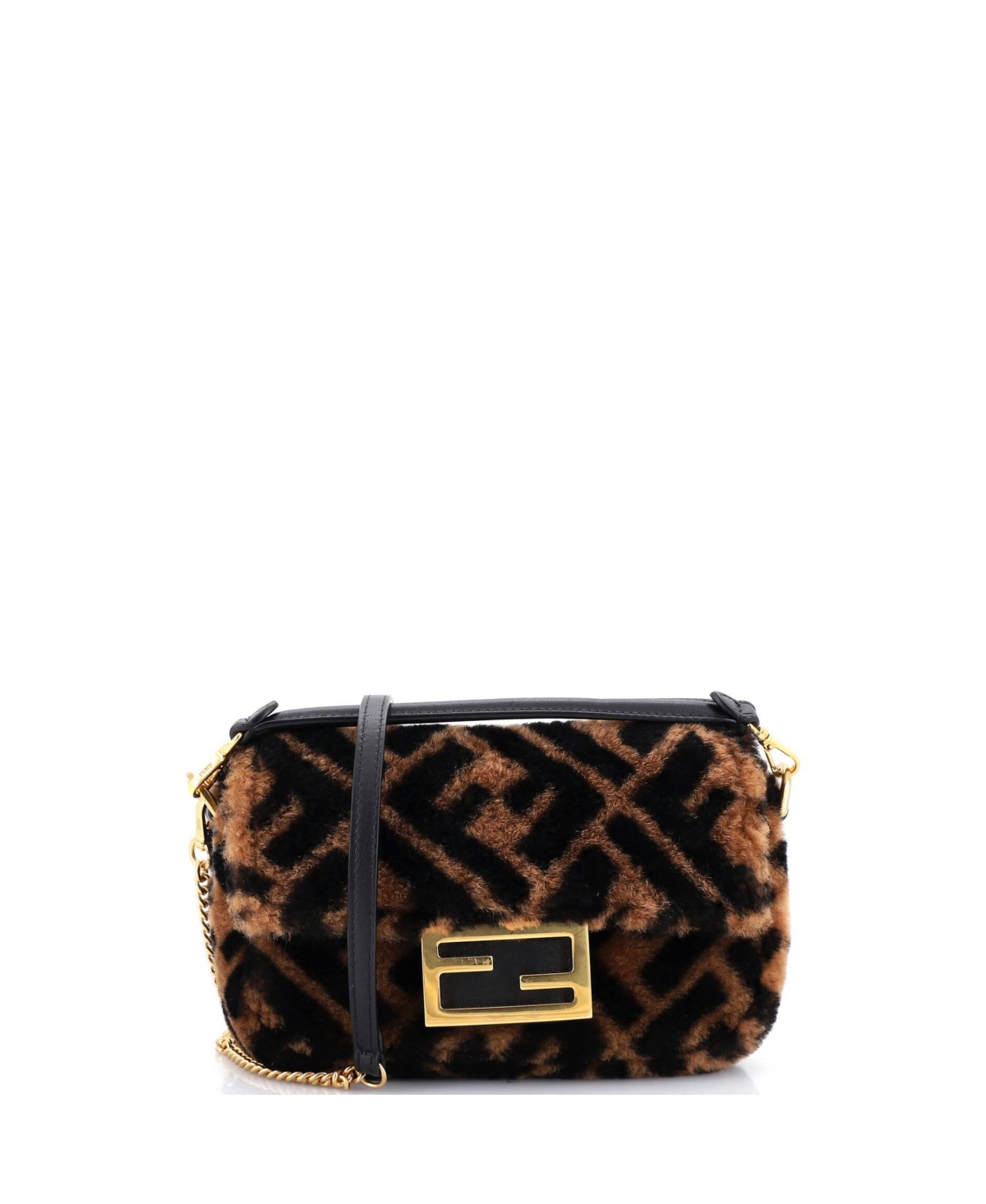Click here for Pre-Owned Fendi Mini Baguette Nm Bag Zucca Shearli... prices