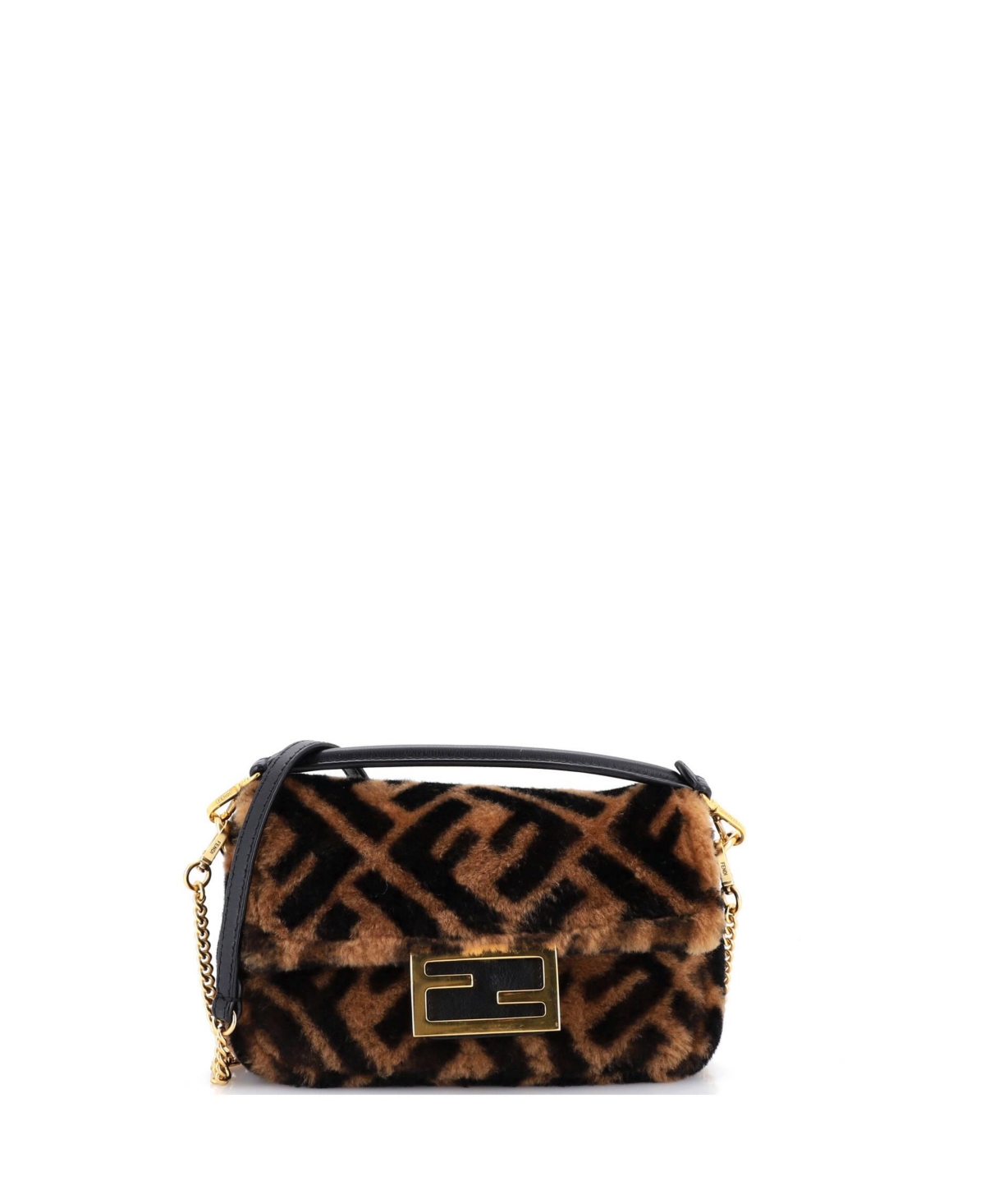 Click here for Pre-Owned Fendi Mini Baguette Nm Bag Zucca Shearli... prices