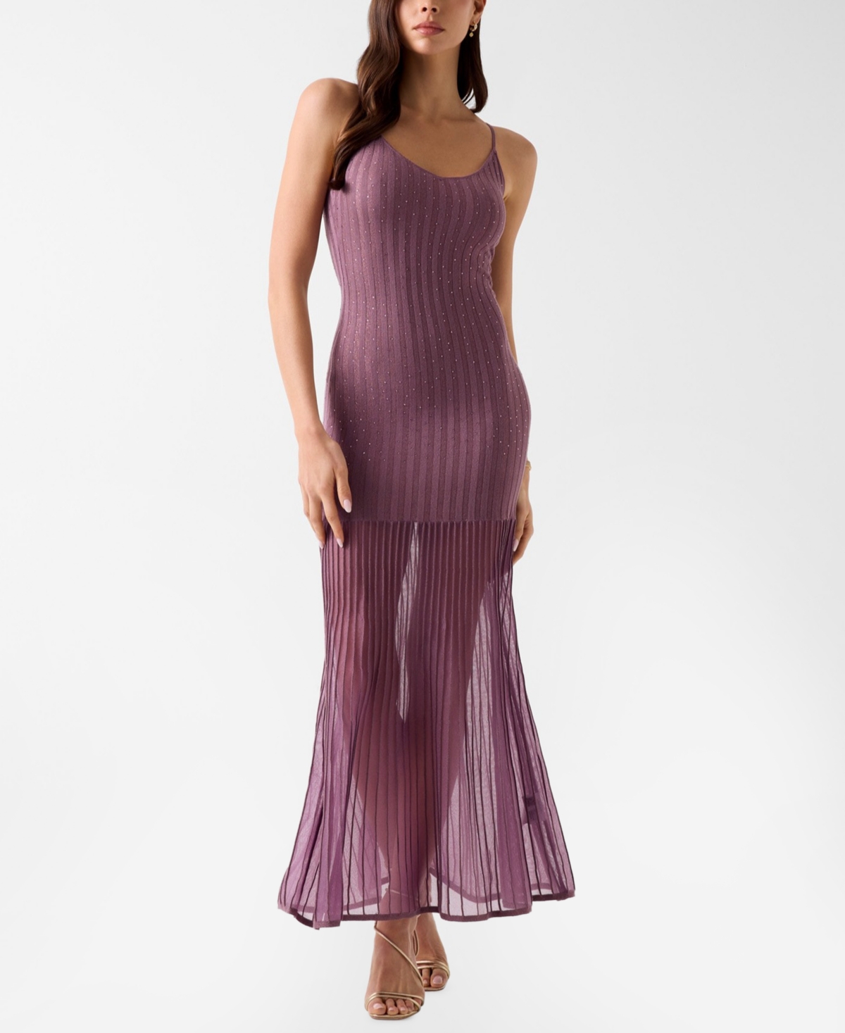 Click here for Guess Womens Sleeveless Sheer Skirt Meena Ribbed M... prices