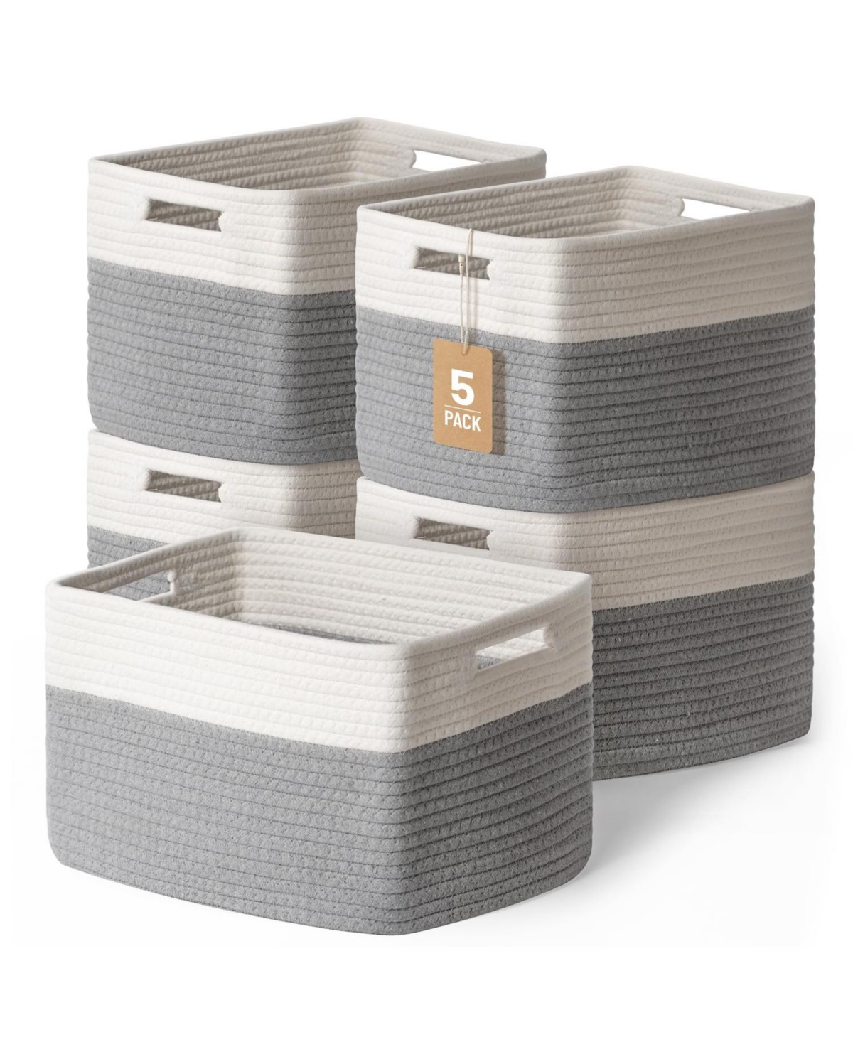 Click here for Gnuadz 5 Pack Woven Storage Baskets Cotton Rope Or... prices